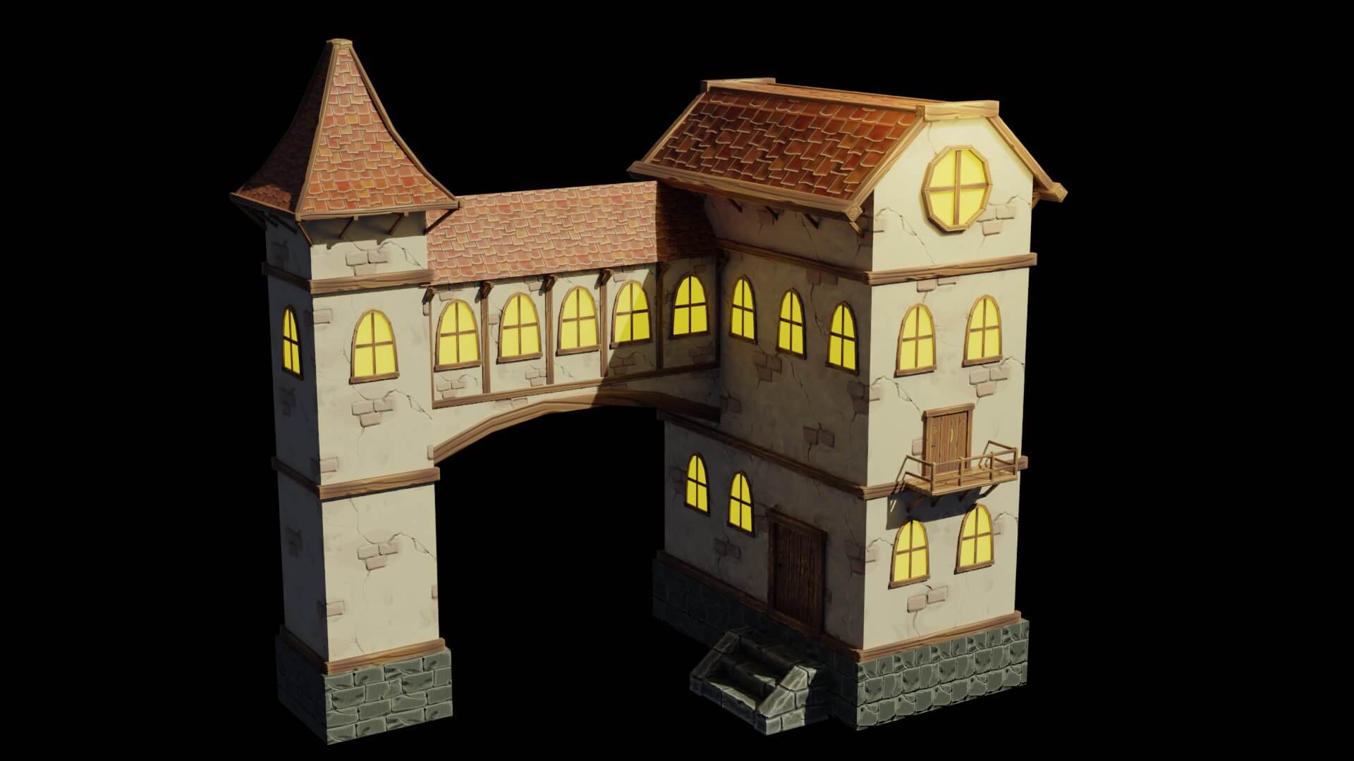 Stylized Medieval House Modular Pack - 3D Model by all4alive