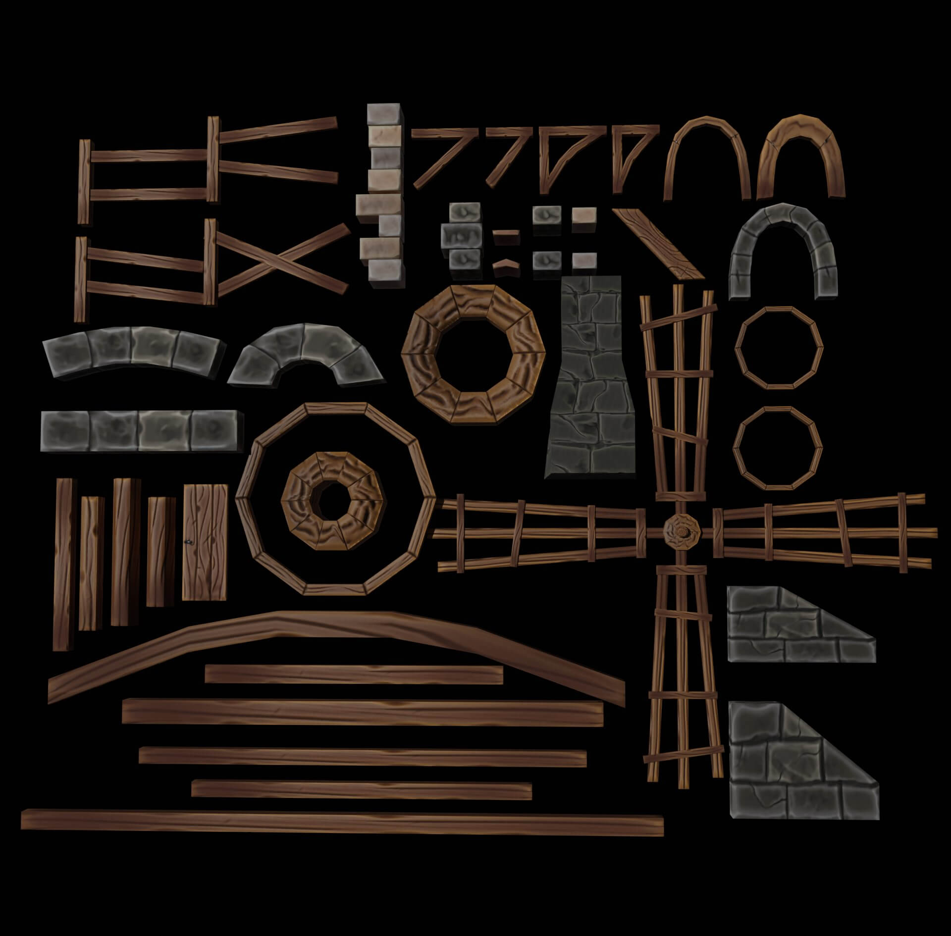 Stylized Medieval House Modular Pack - 3D Model by all4alive