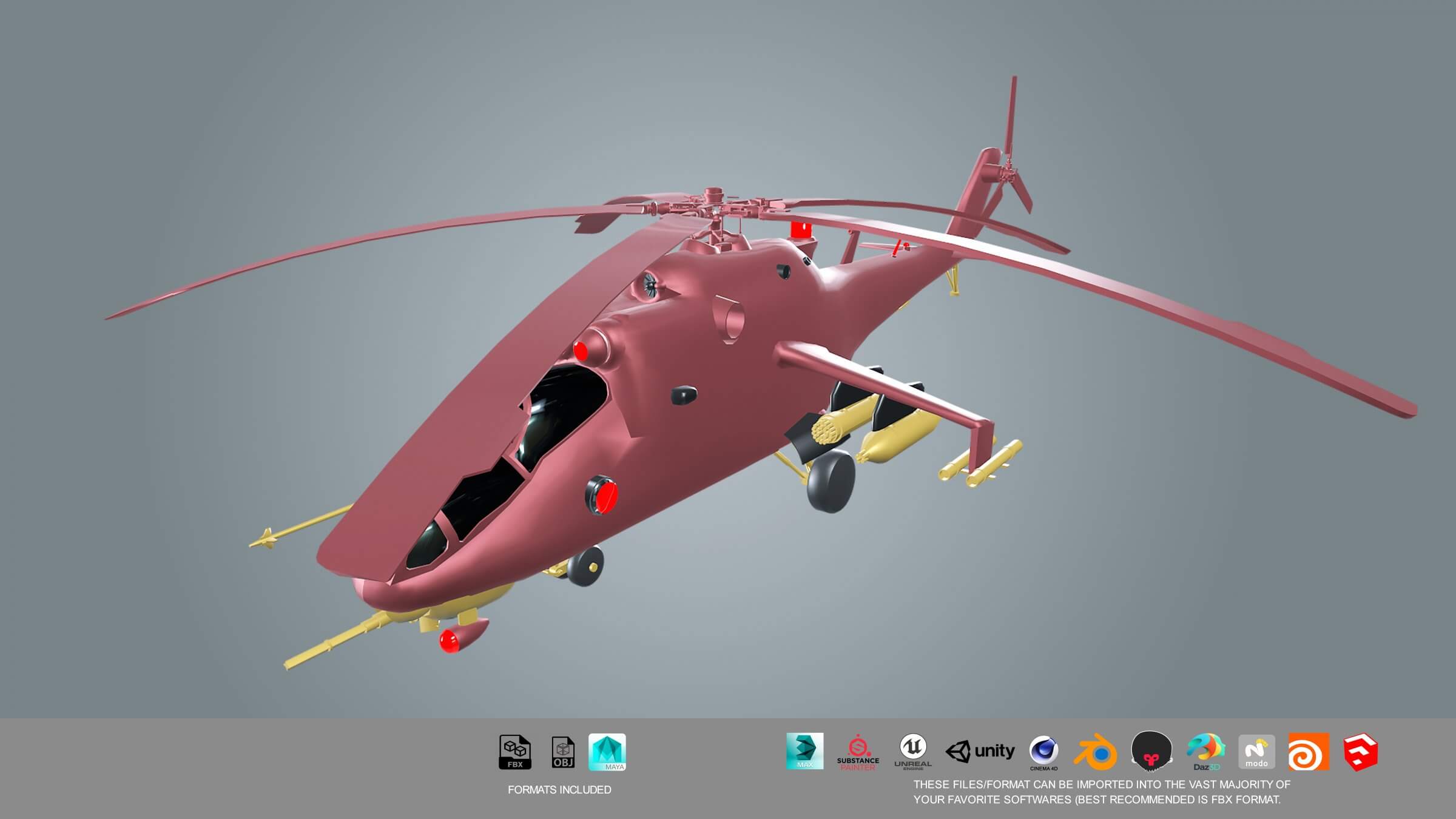 Helicopter - 3D Model by alom3d