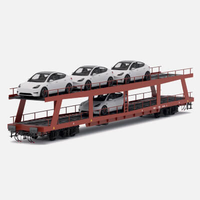 Autorack Car Transporter and Tesla Y - 3D Model by ALPHA3DST