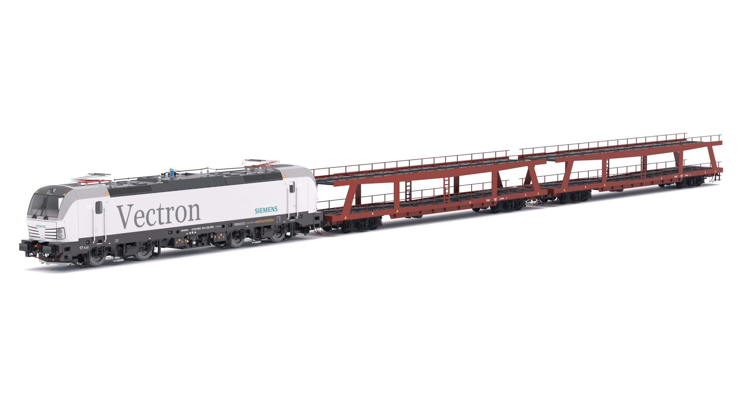 Autorack Train and Siemens Vectron Locomotive - 3D Model by ALPHA3DST