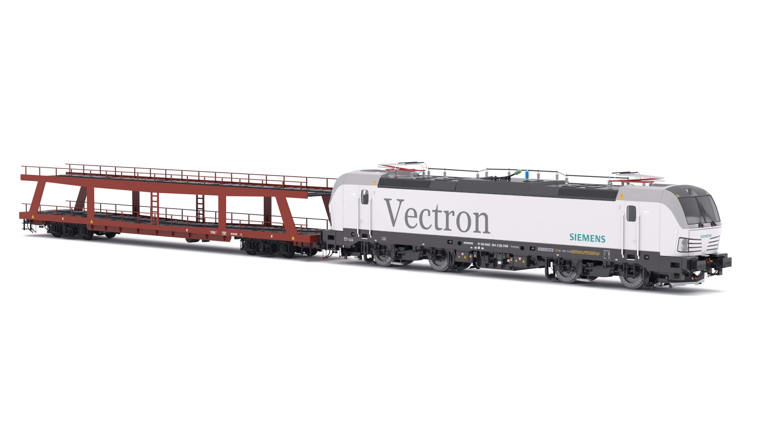 Autorack Train and Siemens Vectron Locomotive - 3D Model by ALPHA3DST