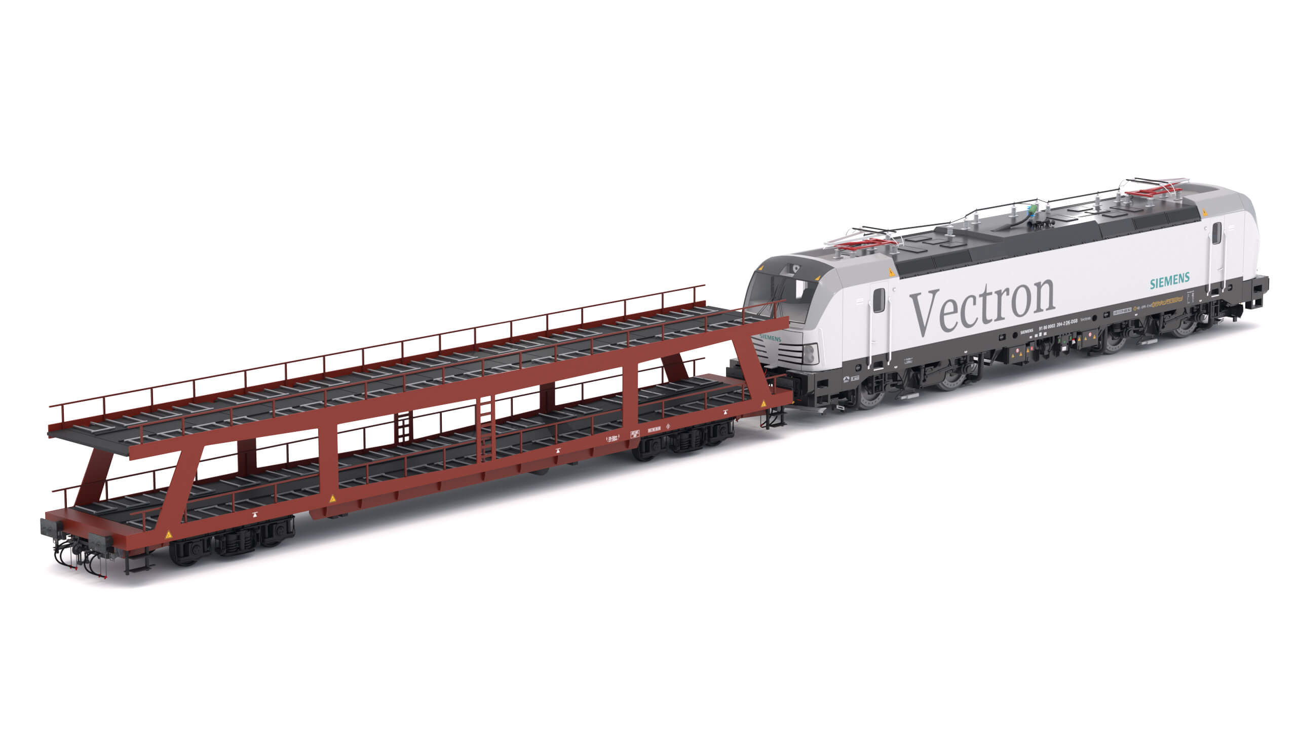 Autorack Train and Siemens Vectron Locomotive - 3D Model by ALPHA3DST