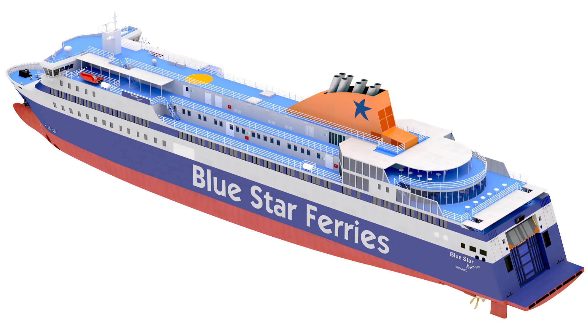 Blue Star Ferries - Blue Star Myconos Ship 3D Model by ALPHA3DST