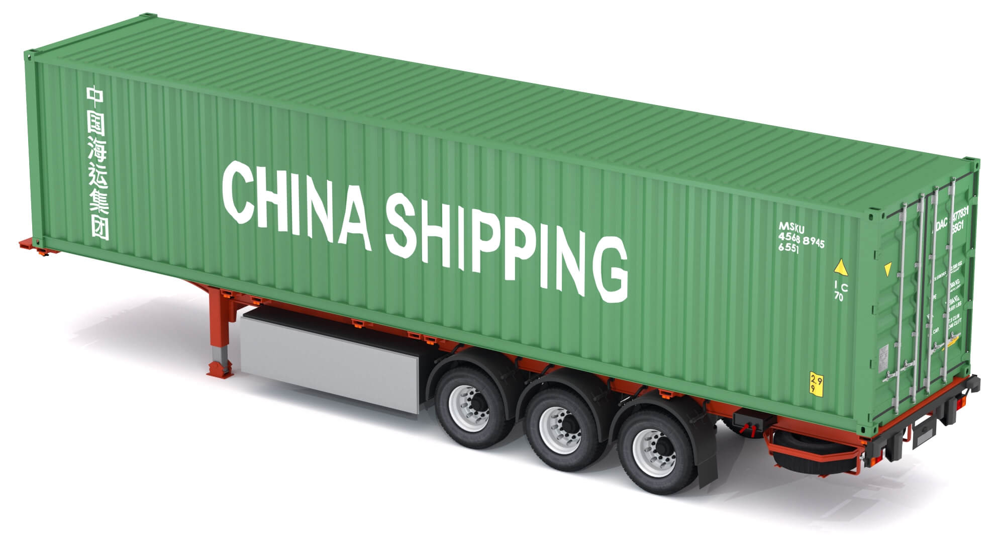 Chassis Semi Trailer With China Shipping Container - 3D Model by ALPHA3DST