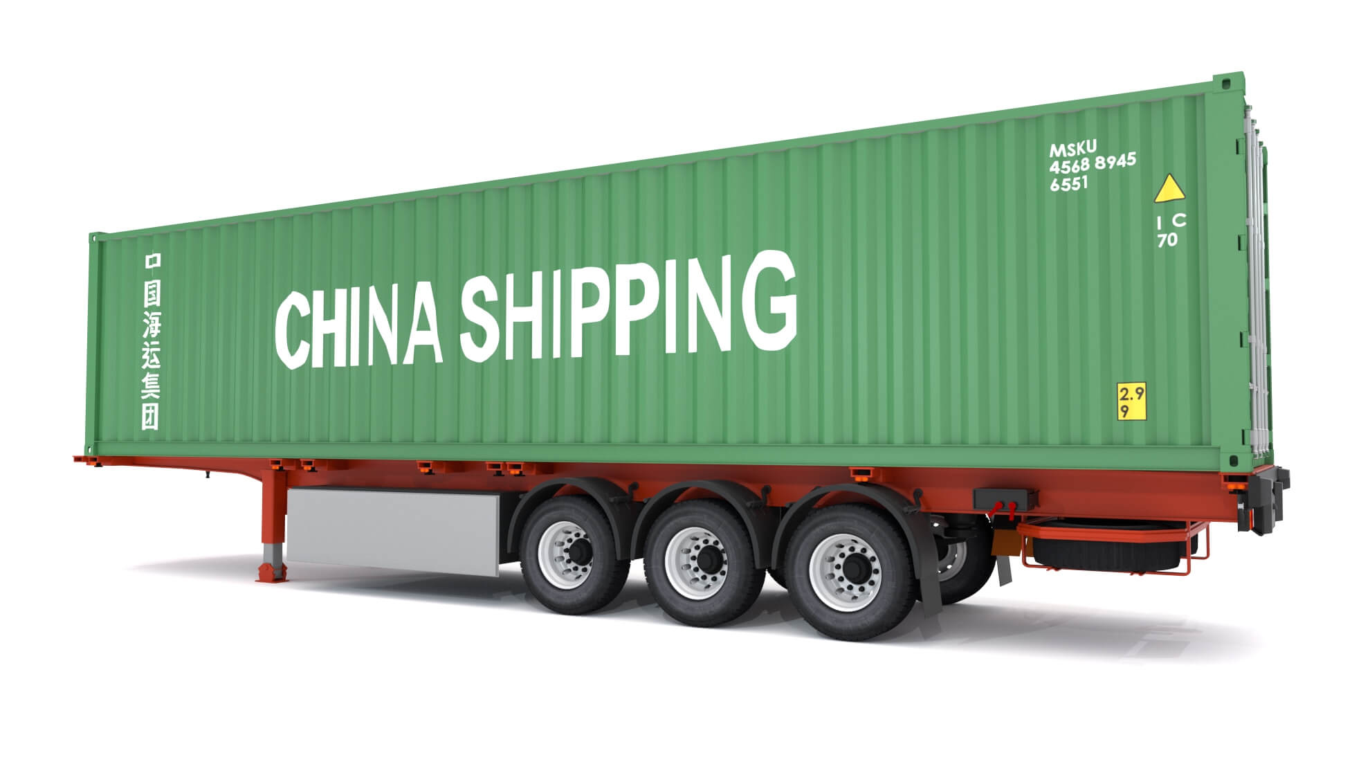 Chassis Semi Trailer With China Shipping Container - 3D Model by ALPHA3DST