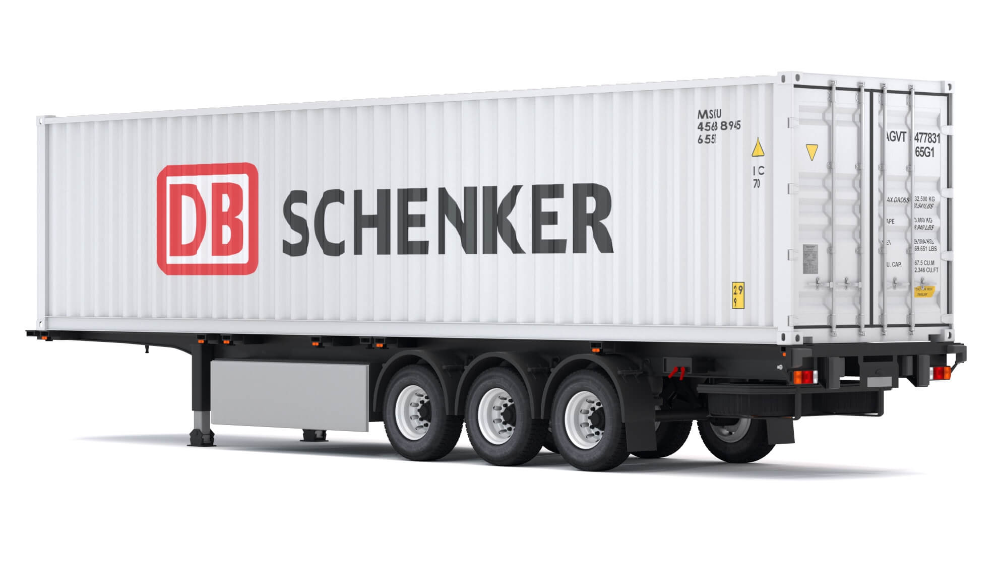 Chassis Semi Trailer With DB Schenker Shipping Container - 3D Model by ...