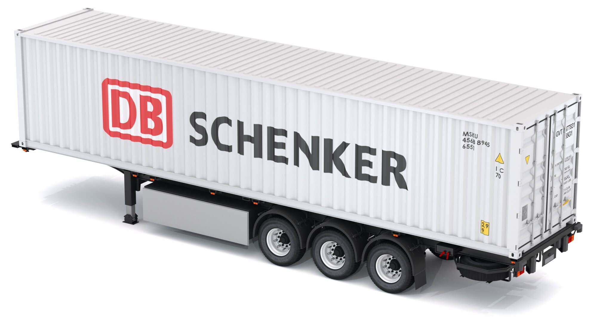 Chassis Semi Trailer With DB Schenker Shipping Container - 3D Model by ...