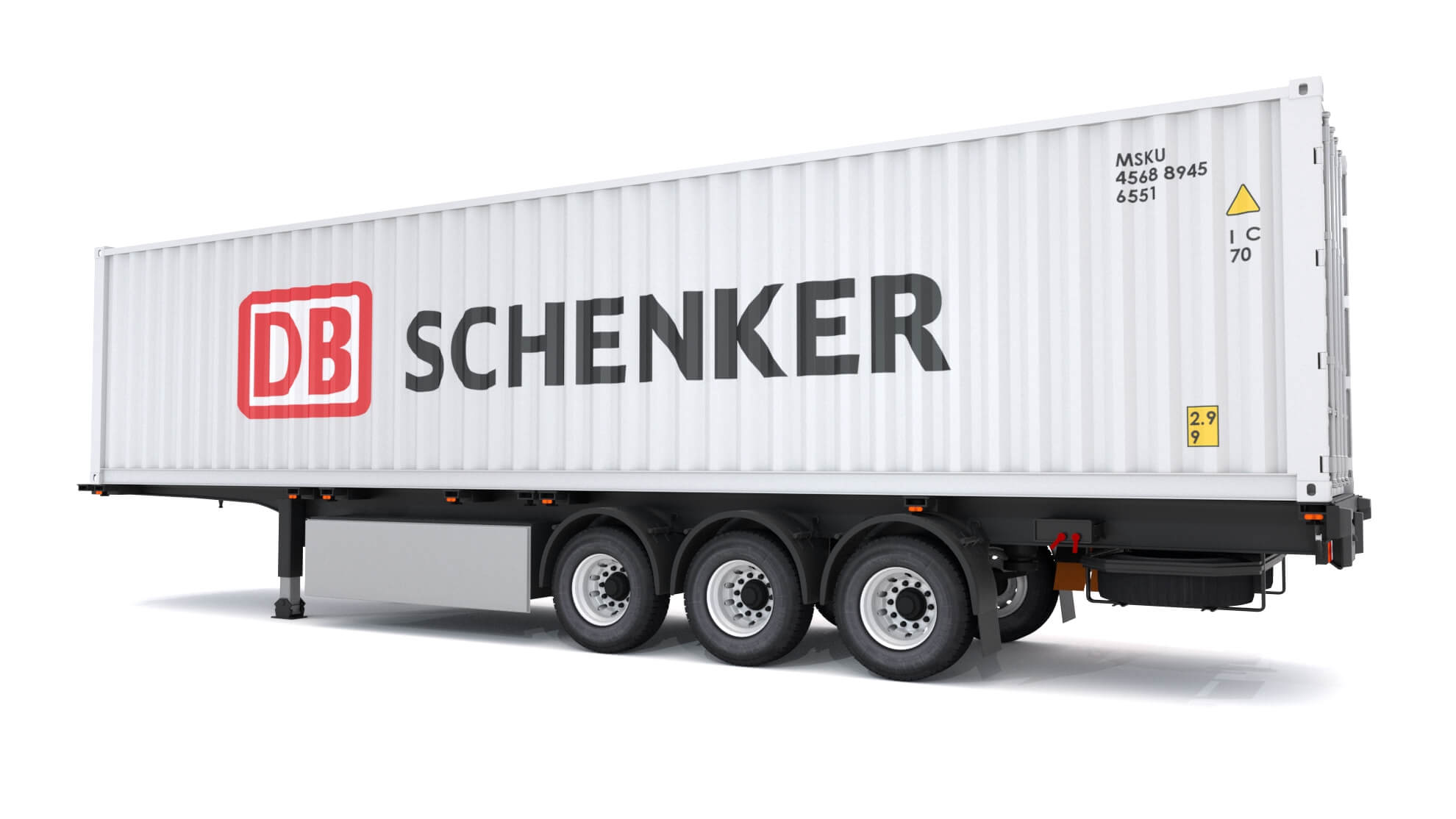 Chassis Semi Trailer With DB Schenker Shipping Container - 3D Model by ...