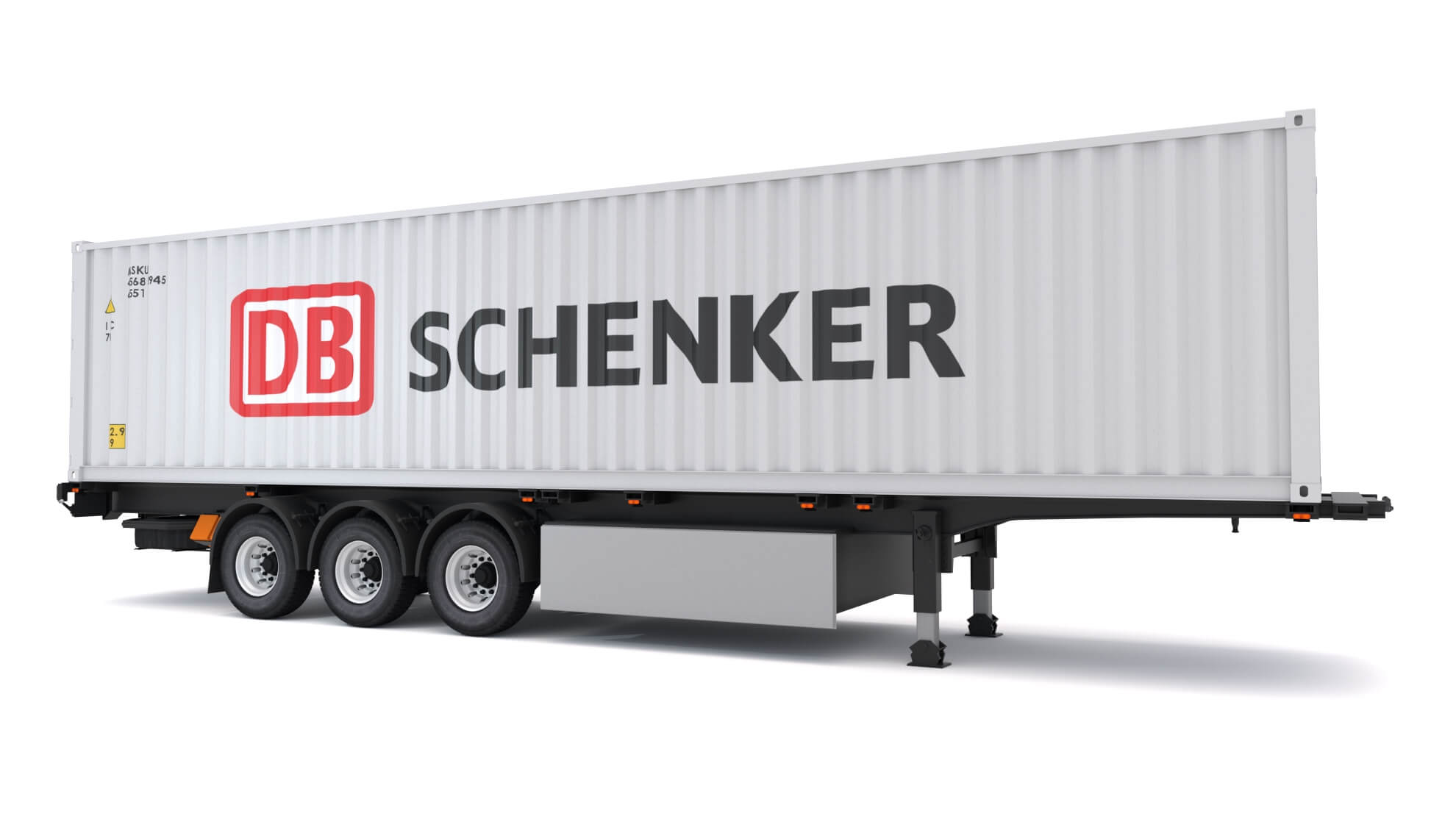 Chassis Semi Trailer With DB Schenker Shipping Container - 3D Model by ...