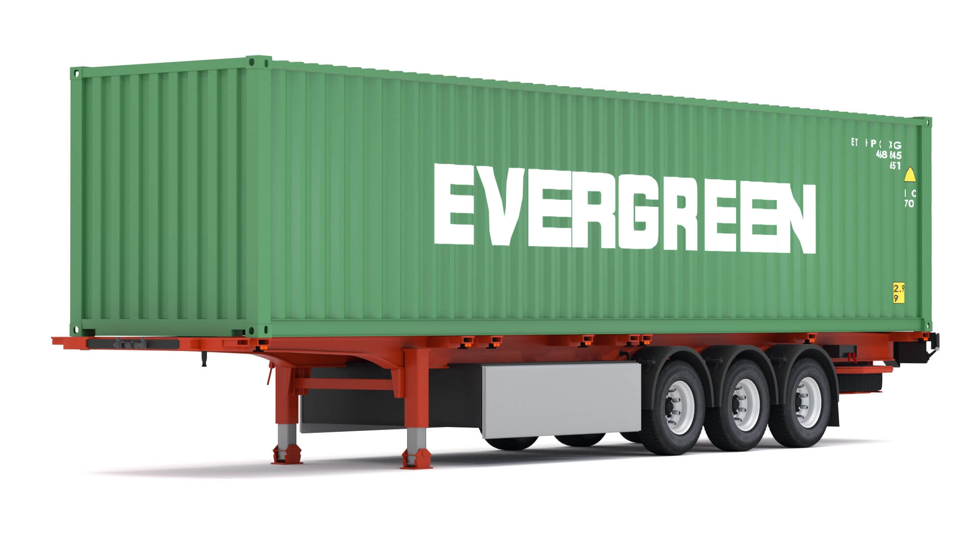 Chassis Semi Trailer With Evergreen Shipping Container - 3D Model by ...
