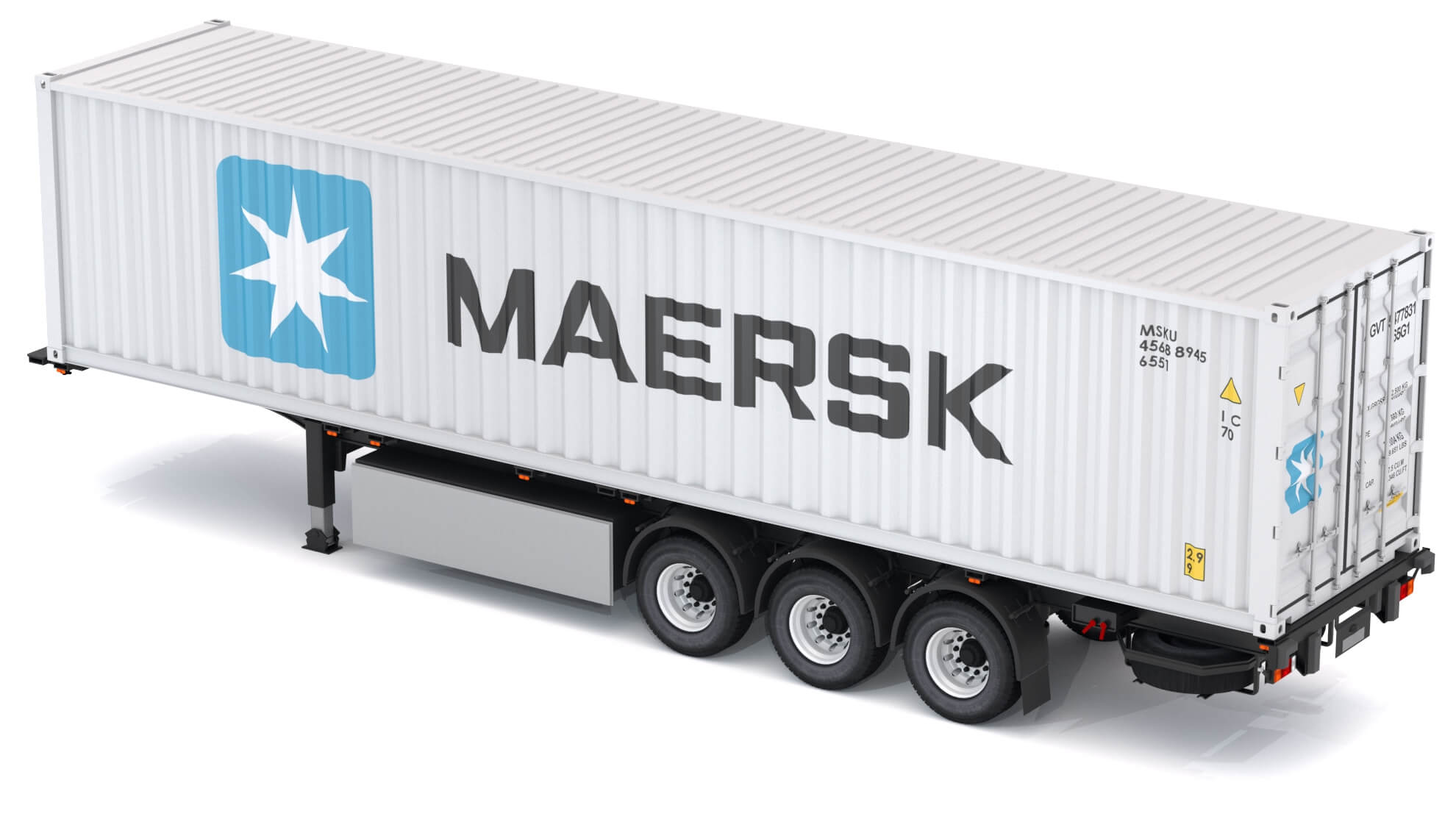 Chassis Semi Trailer With Maersk Shipping Container - 3D Model by ALPHA3DST
