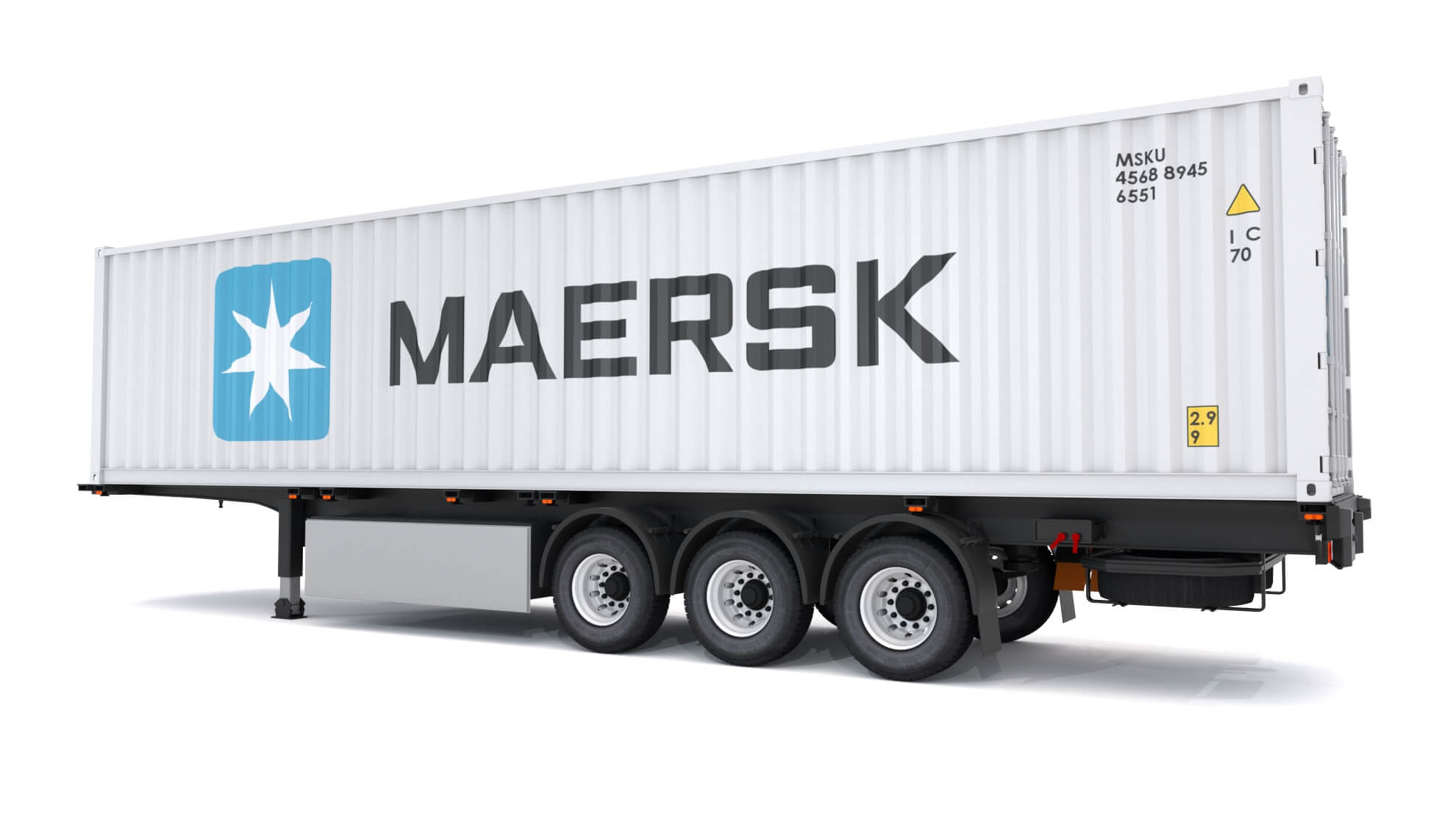 Chassis Semi Trailer With Maersk Shipping Container - 3D Model by ALPHA3DST