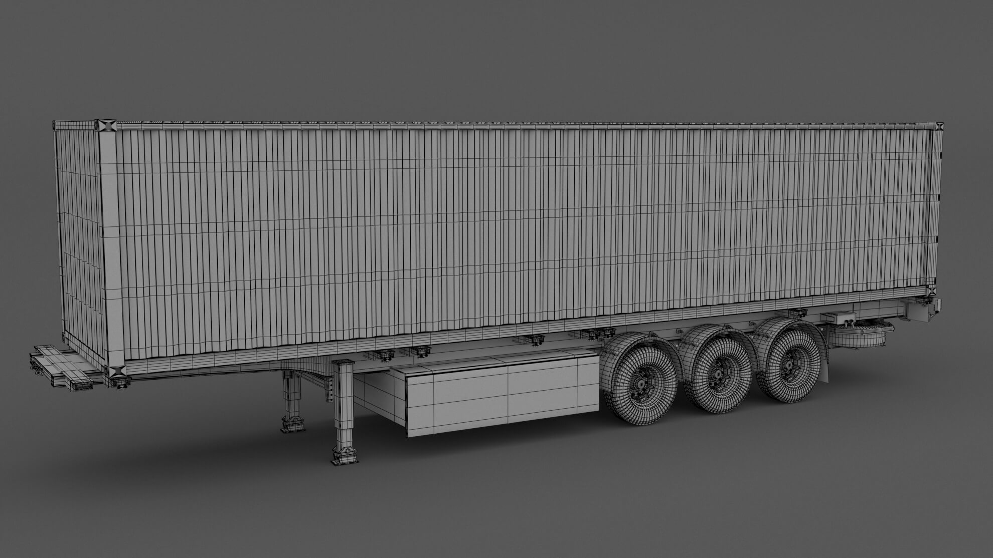 Chassis Semi Trailer With MSC Shipping Container - 3D Model by ALPHA3DST
