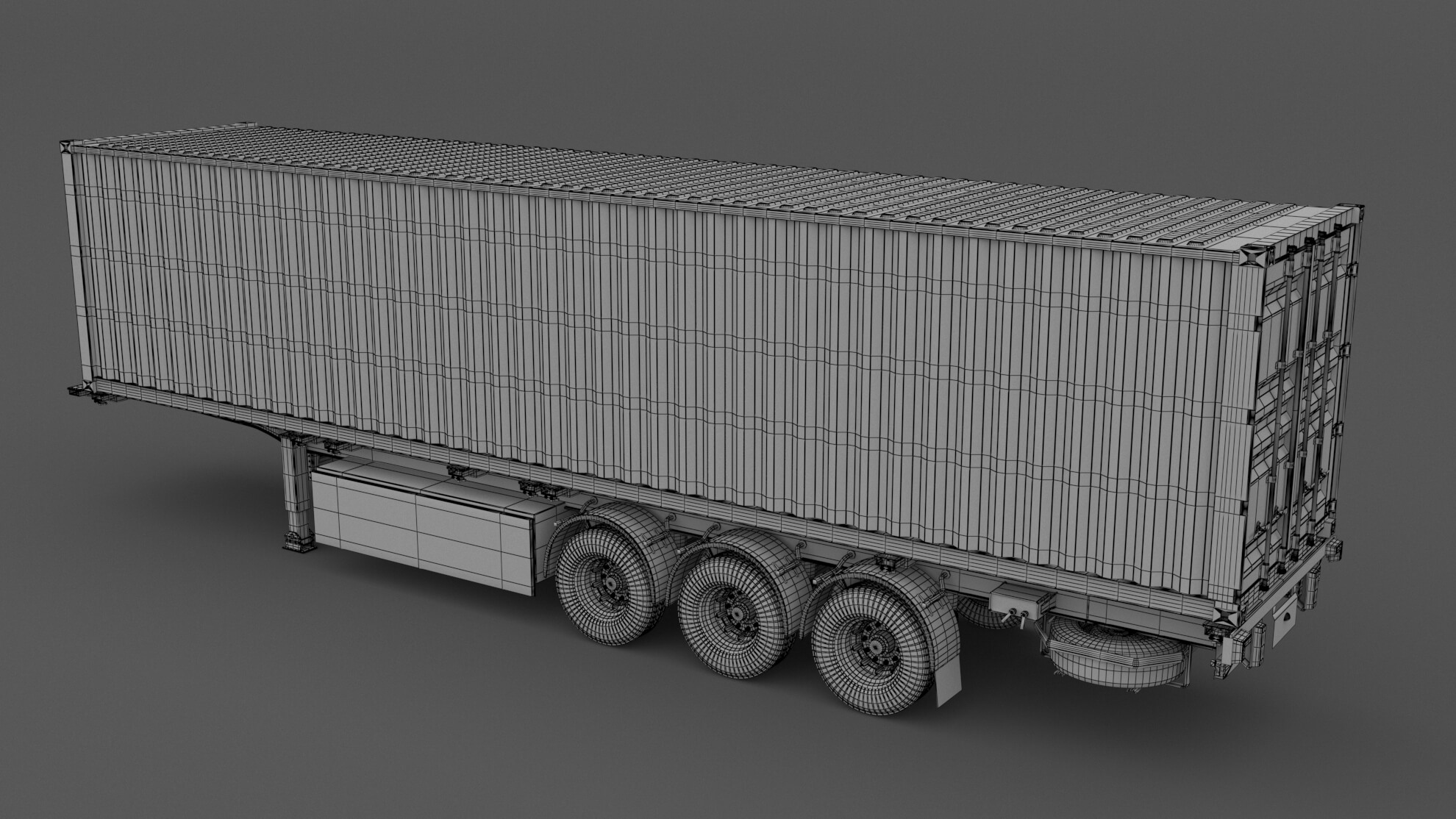 Chassis Semi Trailer With MSC Shipping Container - 3D Model by ALPHA3DST