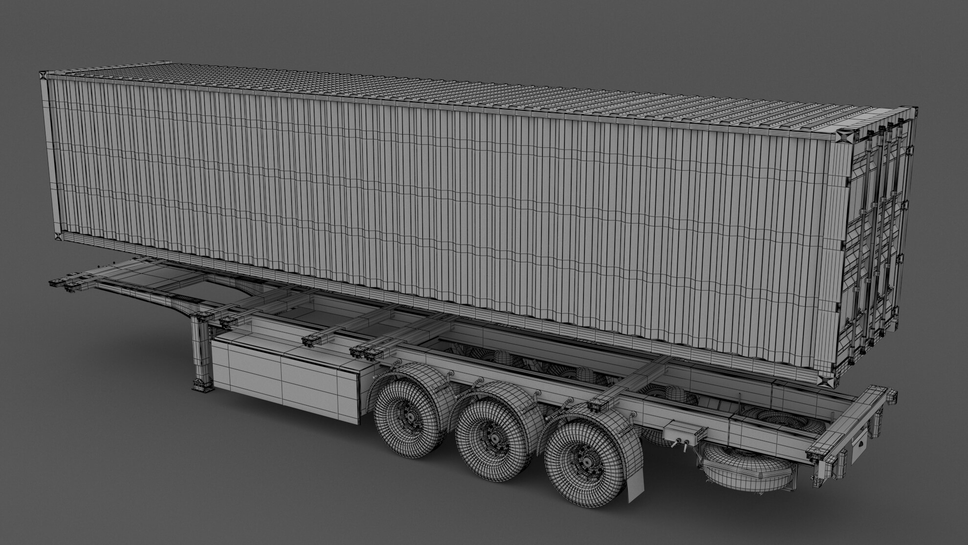 Chassis Semi Trailer With MSC Shipping Container - 3D Model by ALPHA3DST