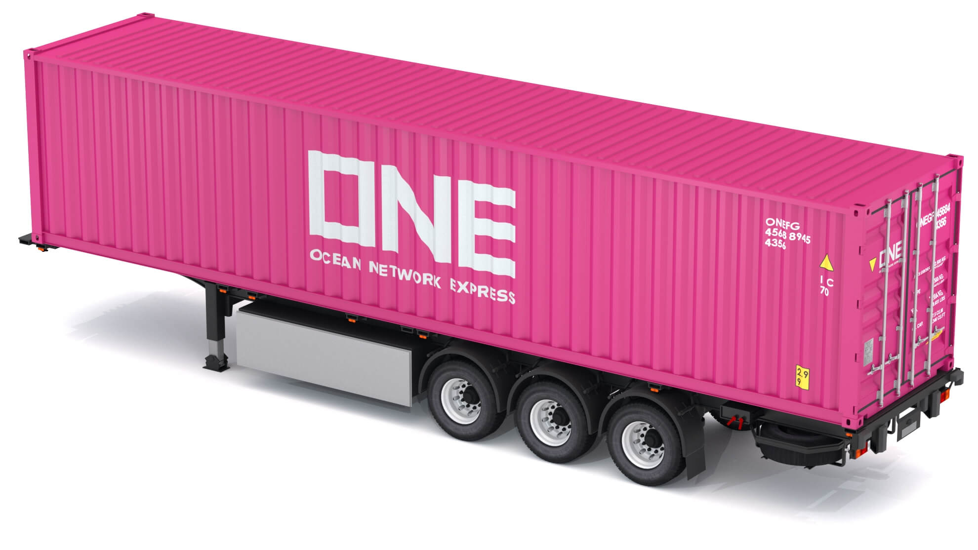 Chassis Semi Trailer With One Shipping Container - 3D Model by ALPHA3DST