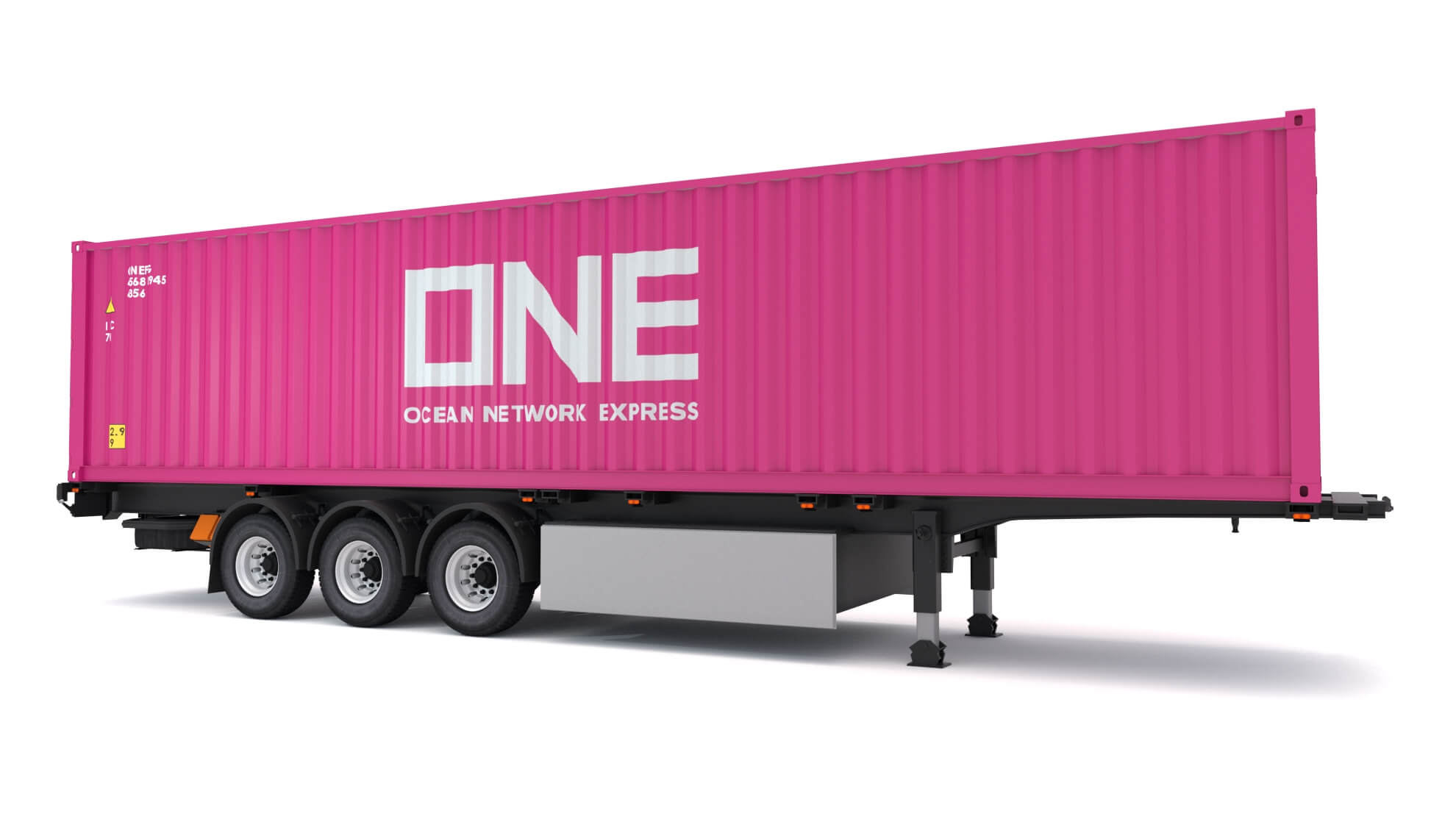Chassis Semi Trailer With One Shipping Container - 3D Model by ALPHA3DST