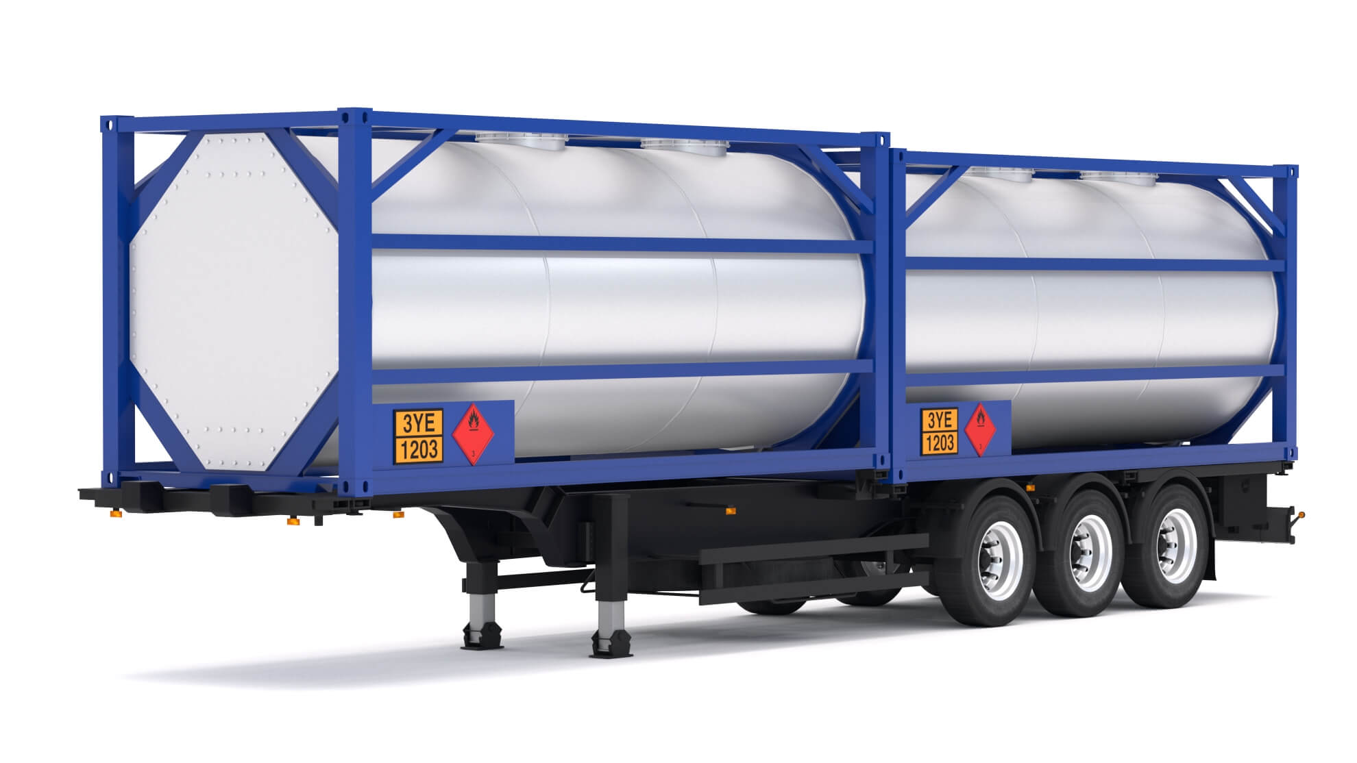 Chassis Semi Trailer With Tank Container - 3D Model by ALPHA3DST