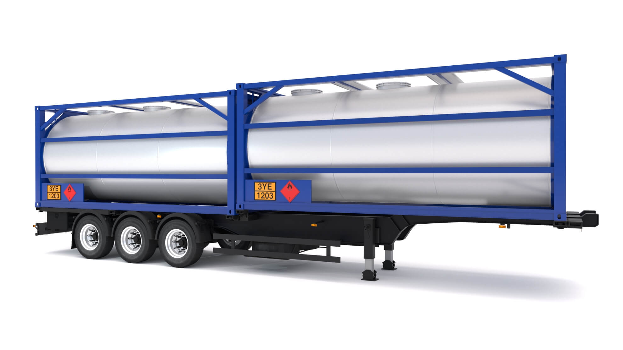 Chassis Semi Trailer With Tank Container - 3D Model by ALPHA3DST
