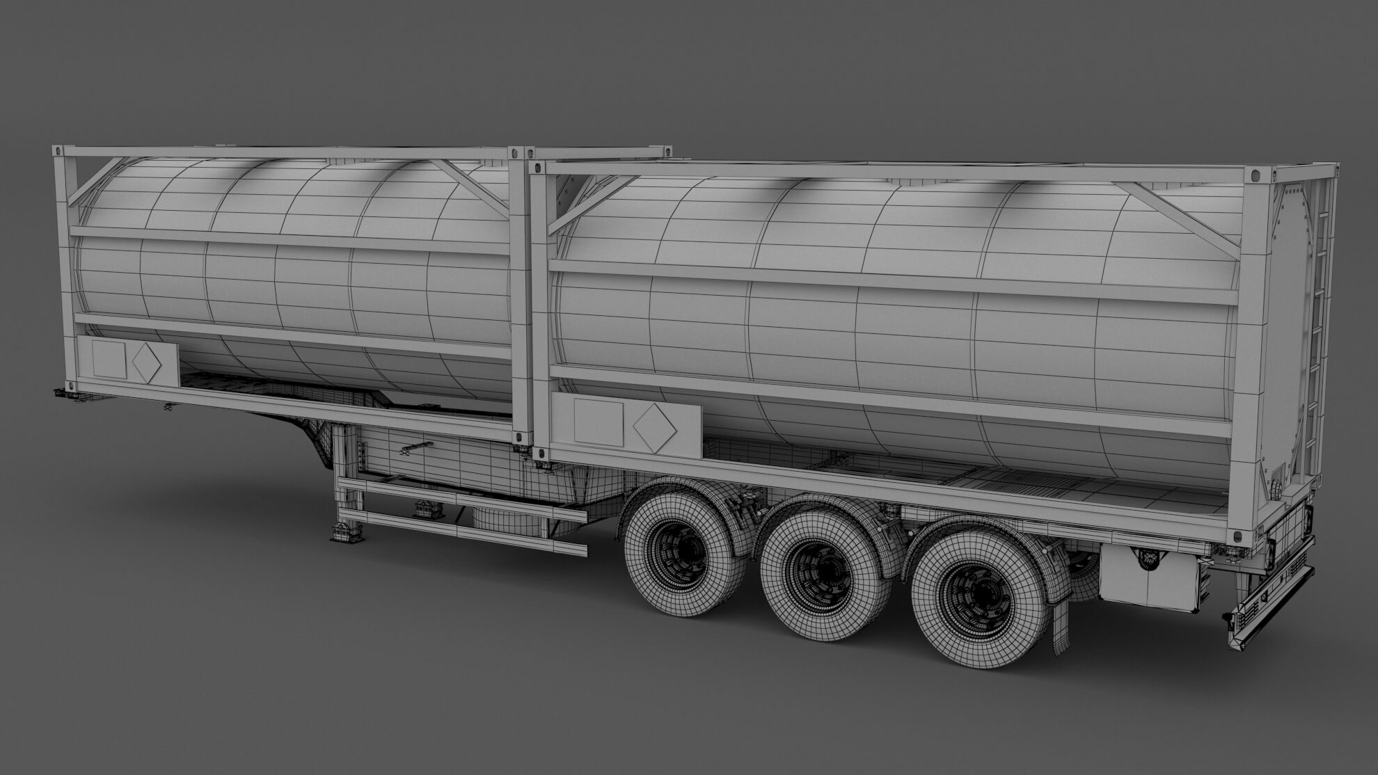 Chassis Semi Trailer With Tank Container - 3D Model by ALPHA3DST