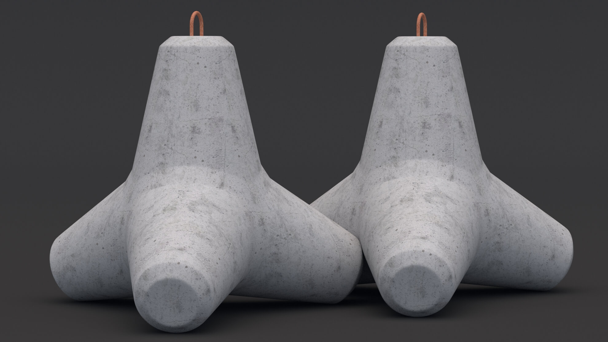 Concrete Tetrapod - 3D Model by ALPHA3DST