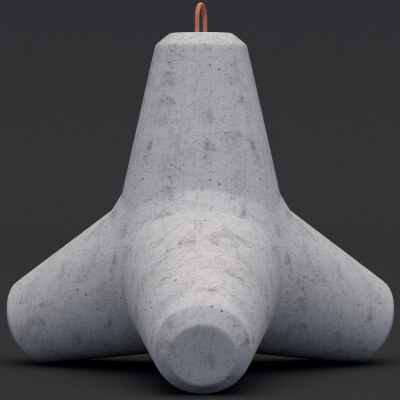 Concrete Tetrapod - 3D Model by ALPHA3DST