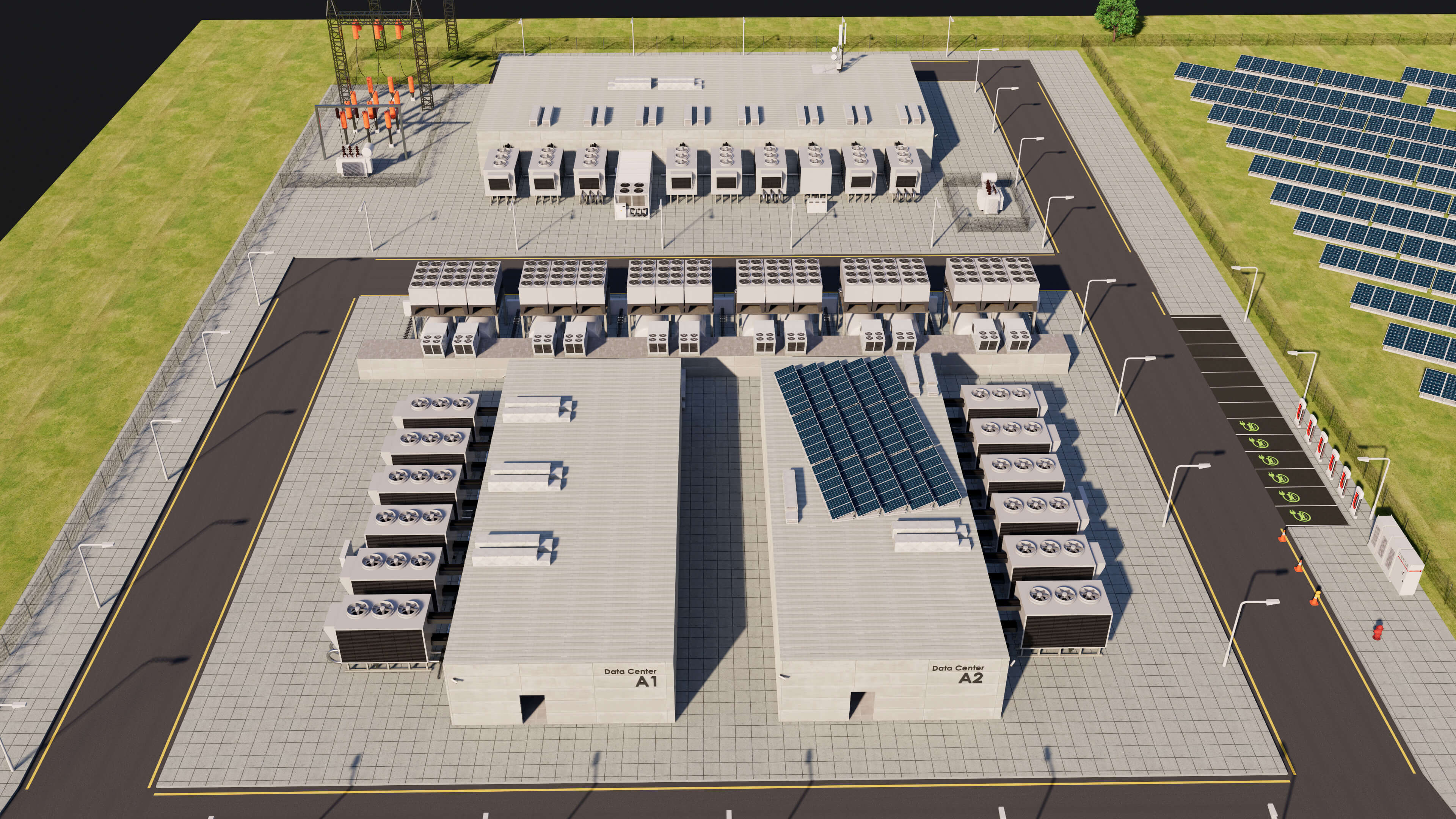 Data Center With Interior and Landscape - 3D Model by ALPHA3DST