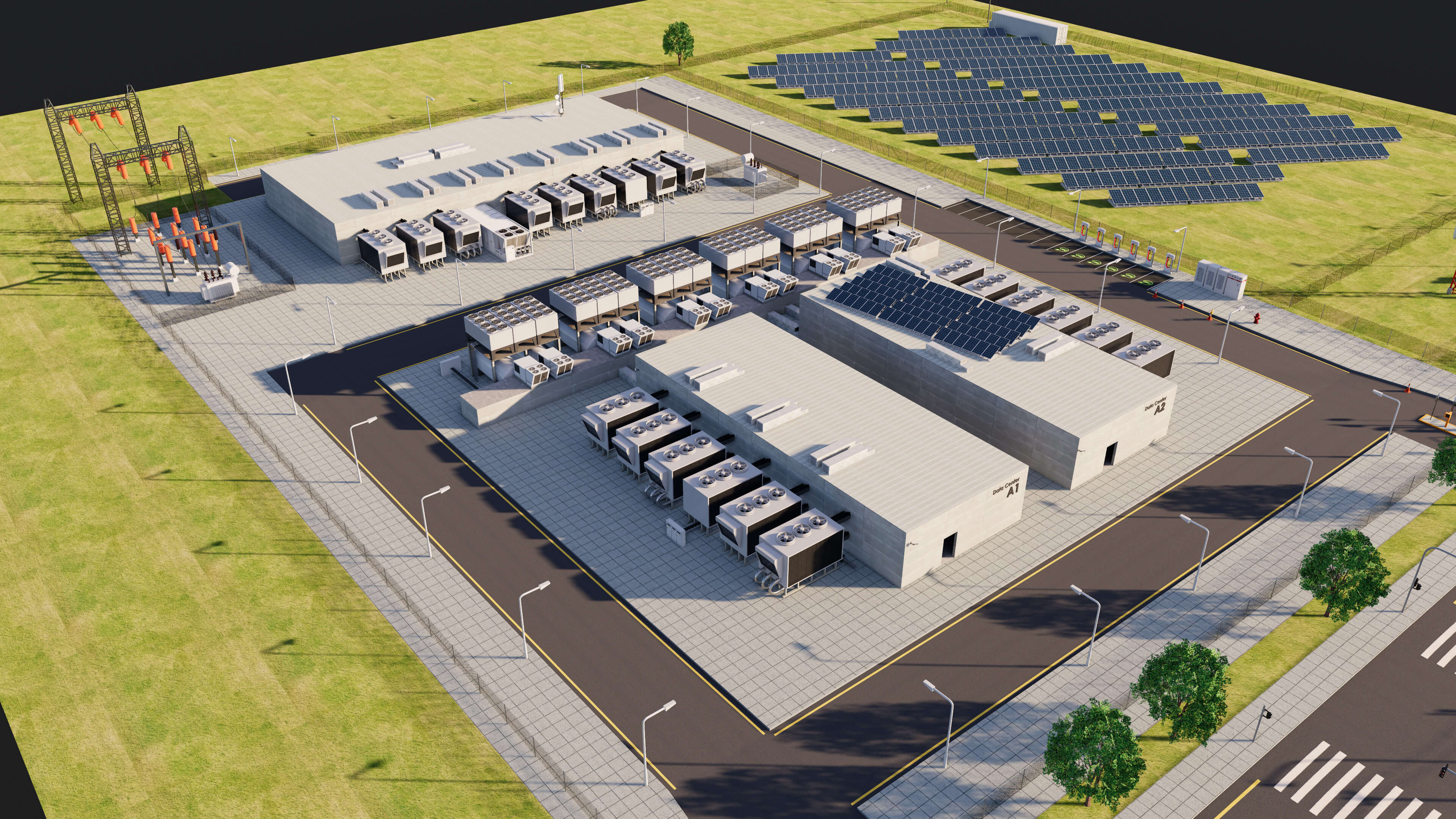 Data Center With Interior and Landscape - 3D Model by ALPHA3DST