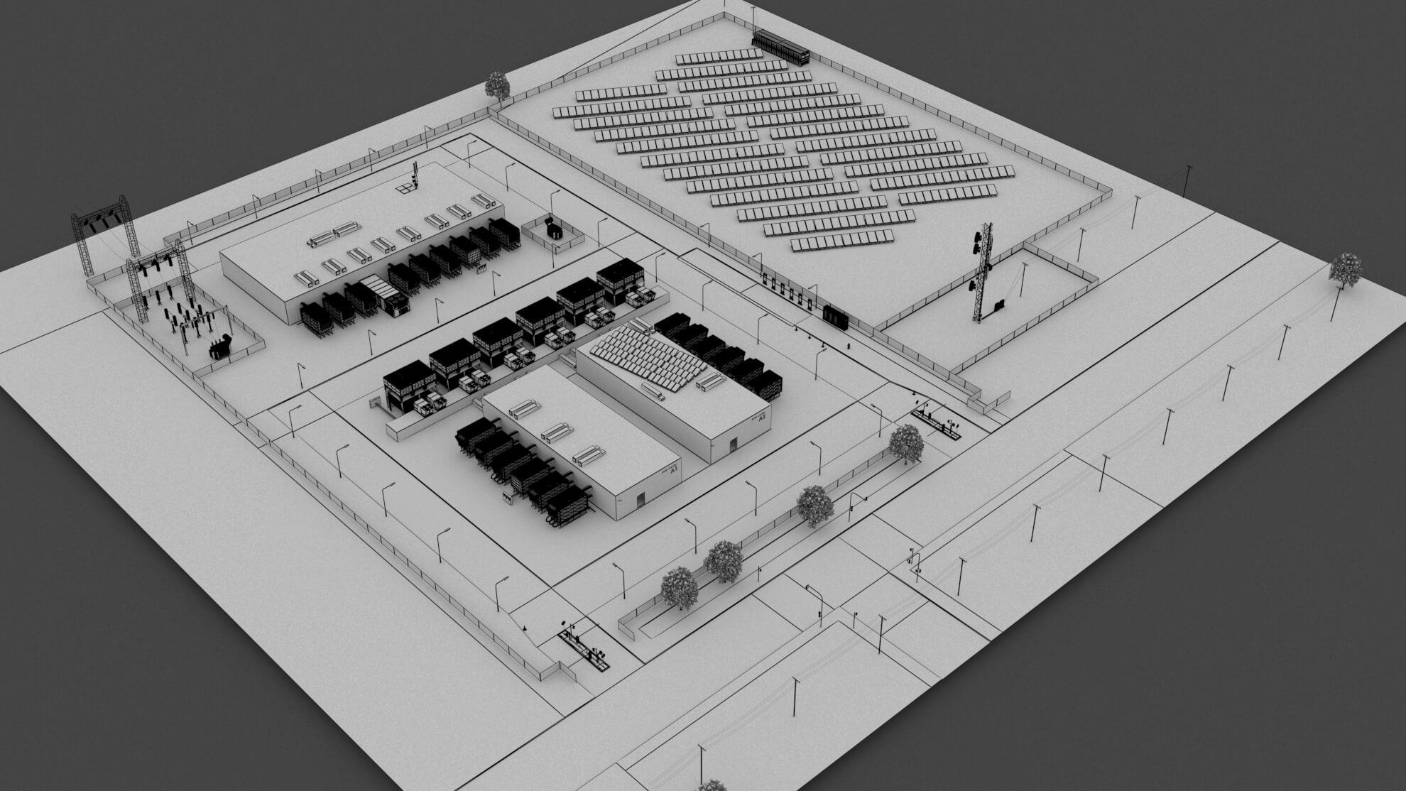 Data Center With Interior and Landscape - 3D Model by ALPHA3DST