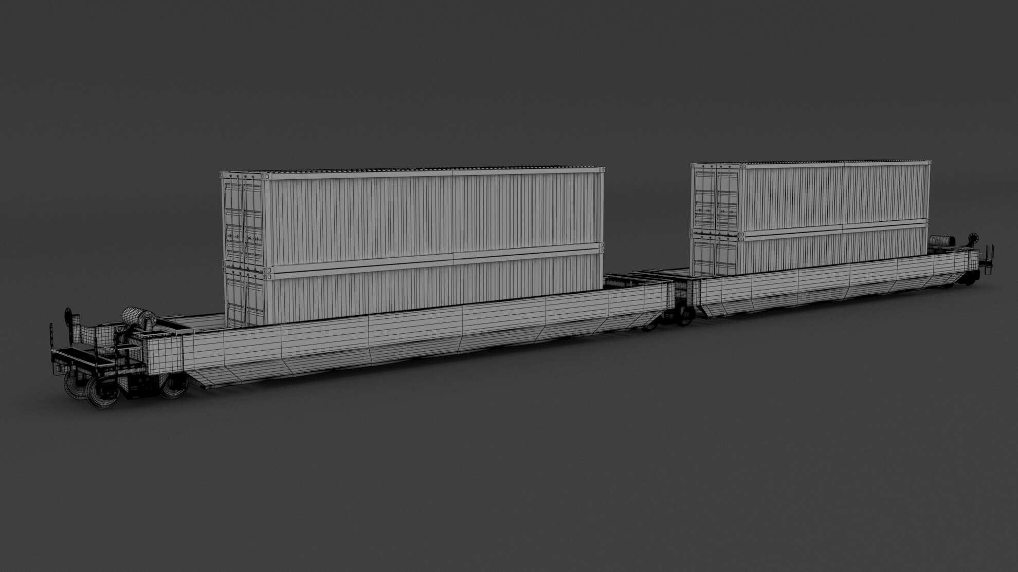 Double Stack Railcar TTx With Containers - 3D Model by ALPHA3DST