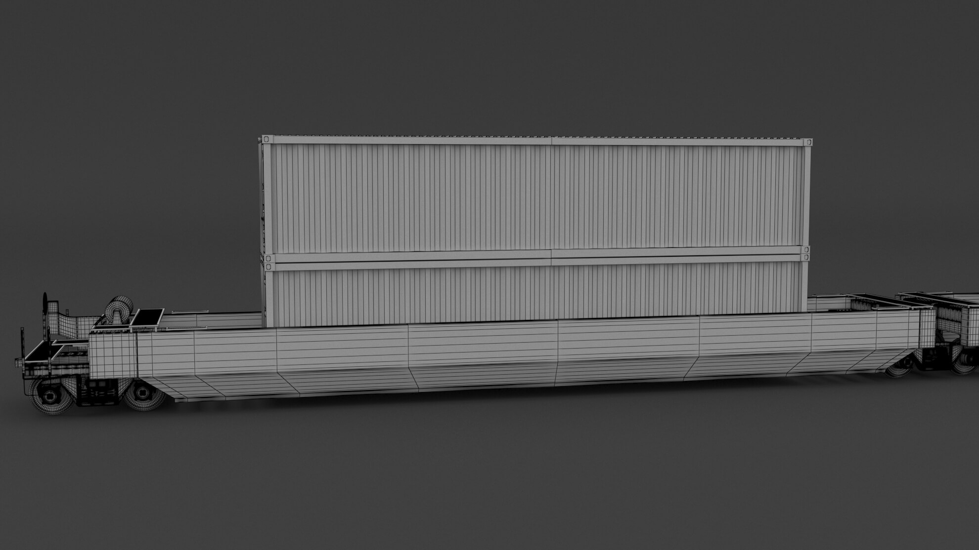Double Stack Railcar TTx With Containers - 3D Model by ALPHA3DST