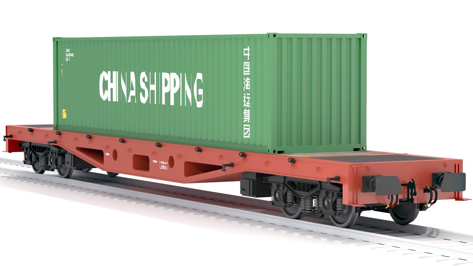 Flat Rail Car China Shipping Container - 3D Model by ALPHA3DST