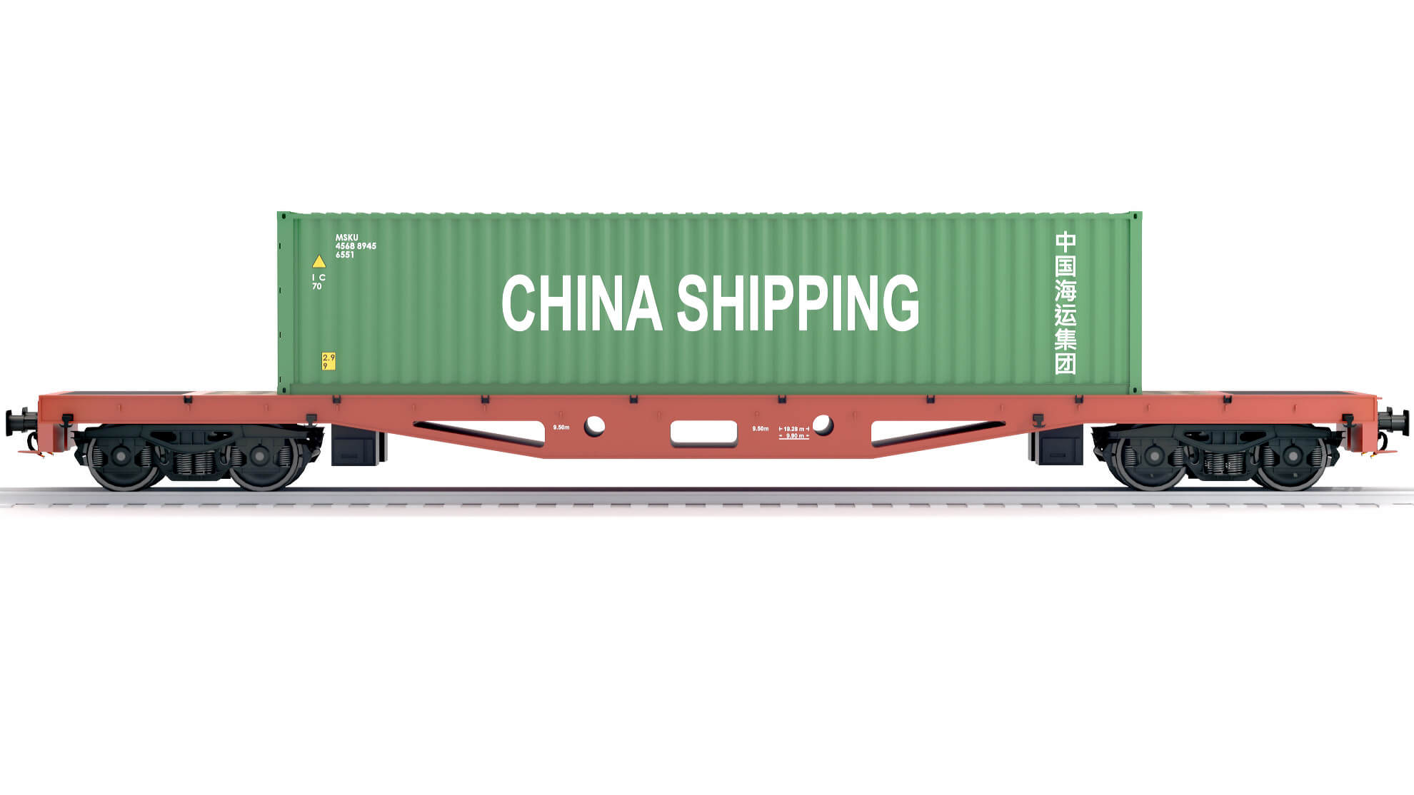 Flat Rail Car China Shipping Container - 3D Model by ALPHA3DST