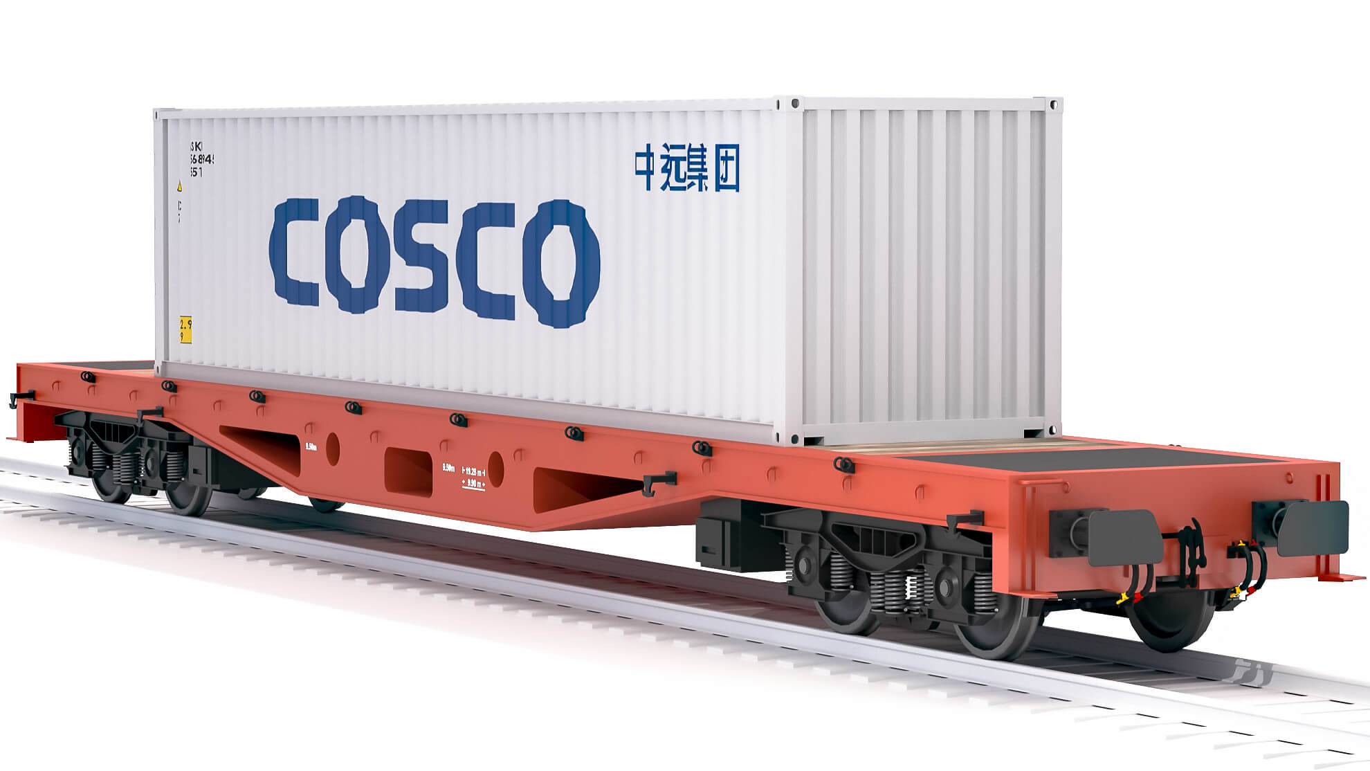 Flat Rail Car Cosco Shipping Container - 3D Model by ALPHA3DST