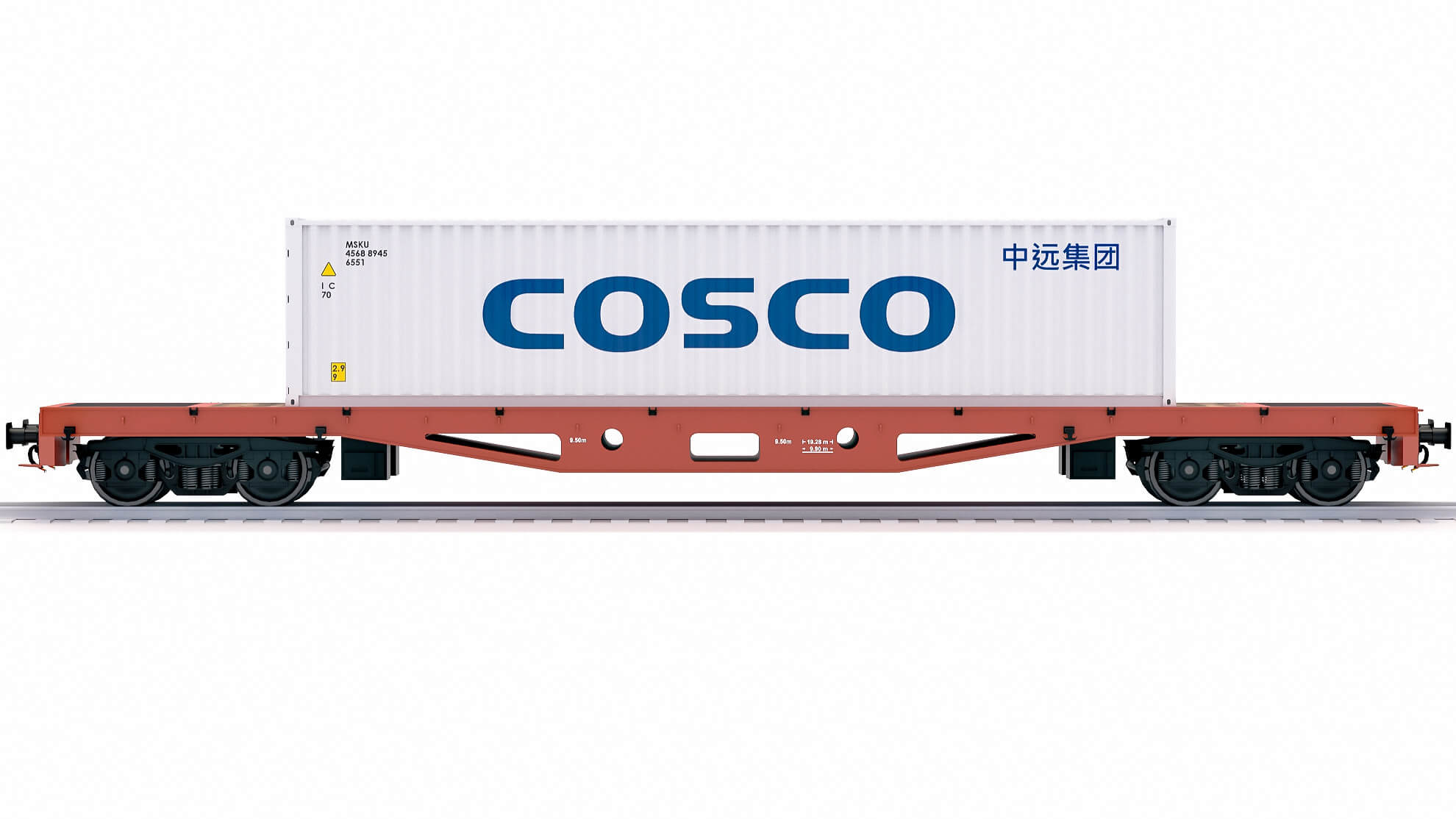 Flat Rail Car Cosco Shipping Container - 3D Model by ALPHA3DST