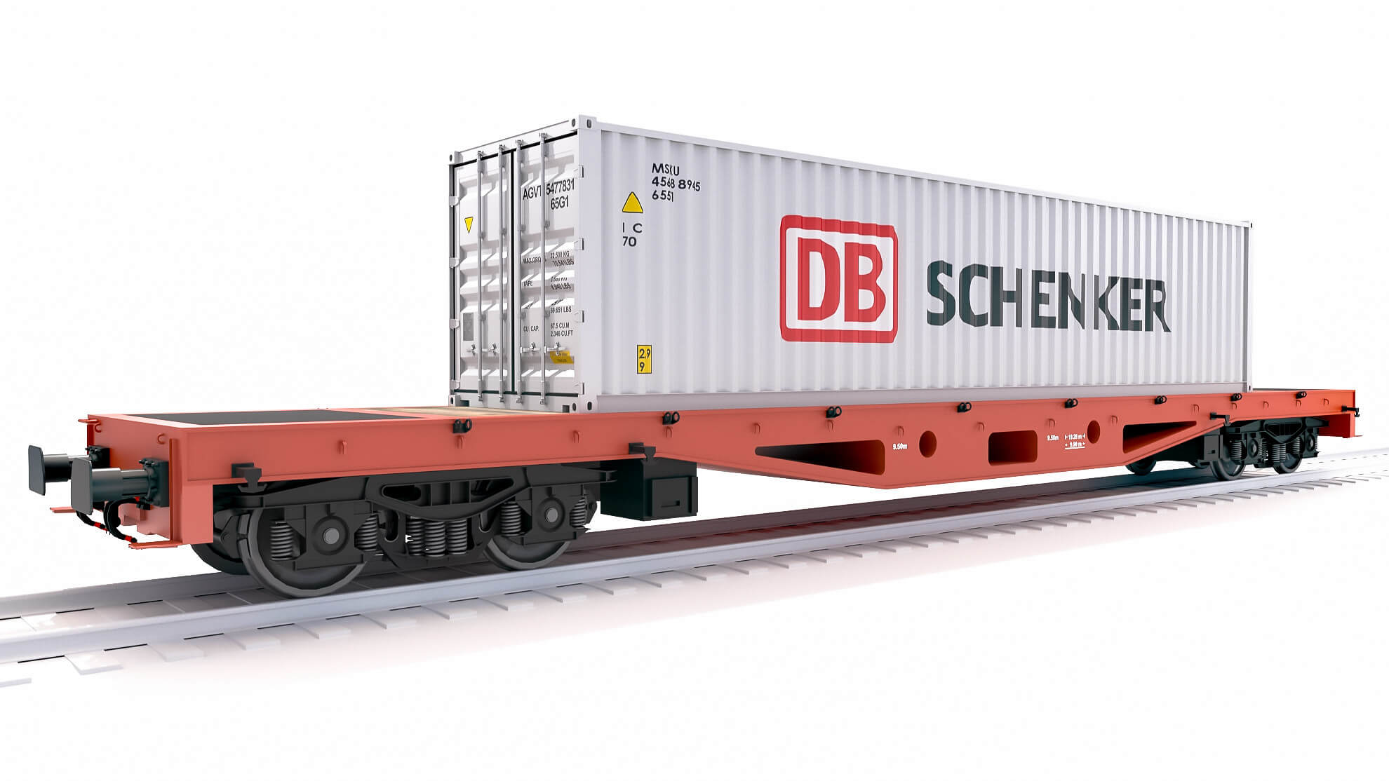 Flat Rail Car DB Schenker Shipping Container - 3D Model by ALPHA3DST