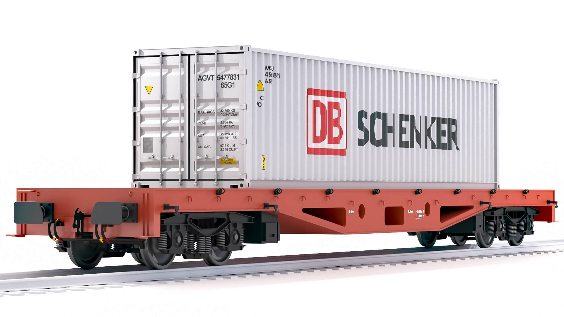 Flat Rail Car DB Schenker Shipping Container - 3D Model by ALPHA3DST