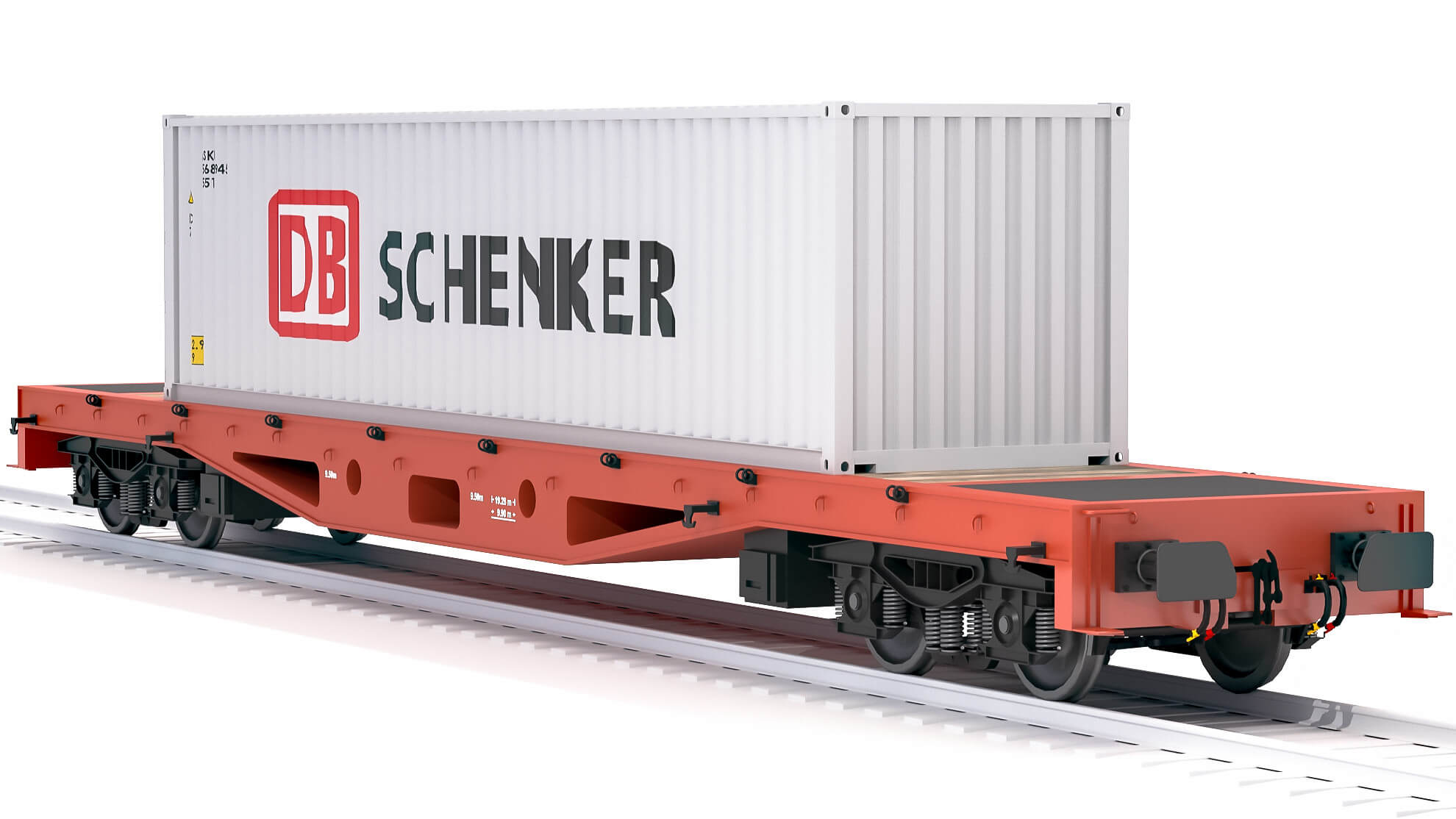 Flat Rail Car DB Schenker Shipping Container - 3D Model by ALPHA3DST
