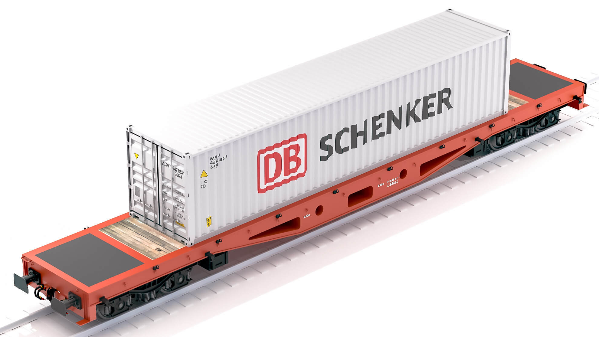 Flat Rail Car DB Schenker Shipping Container - 3D Model by ALPHA3DST