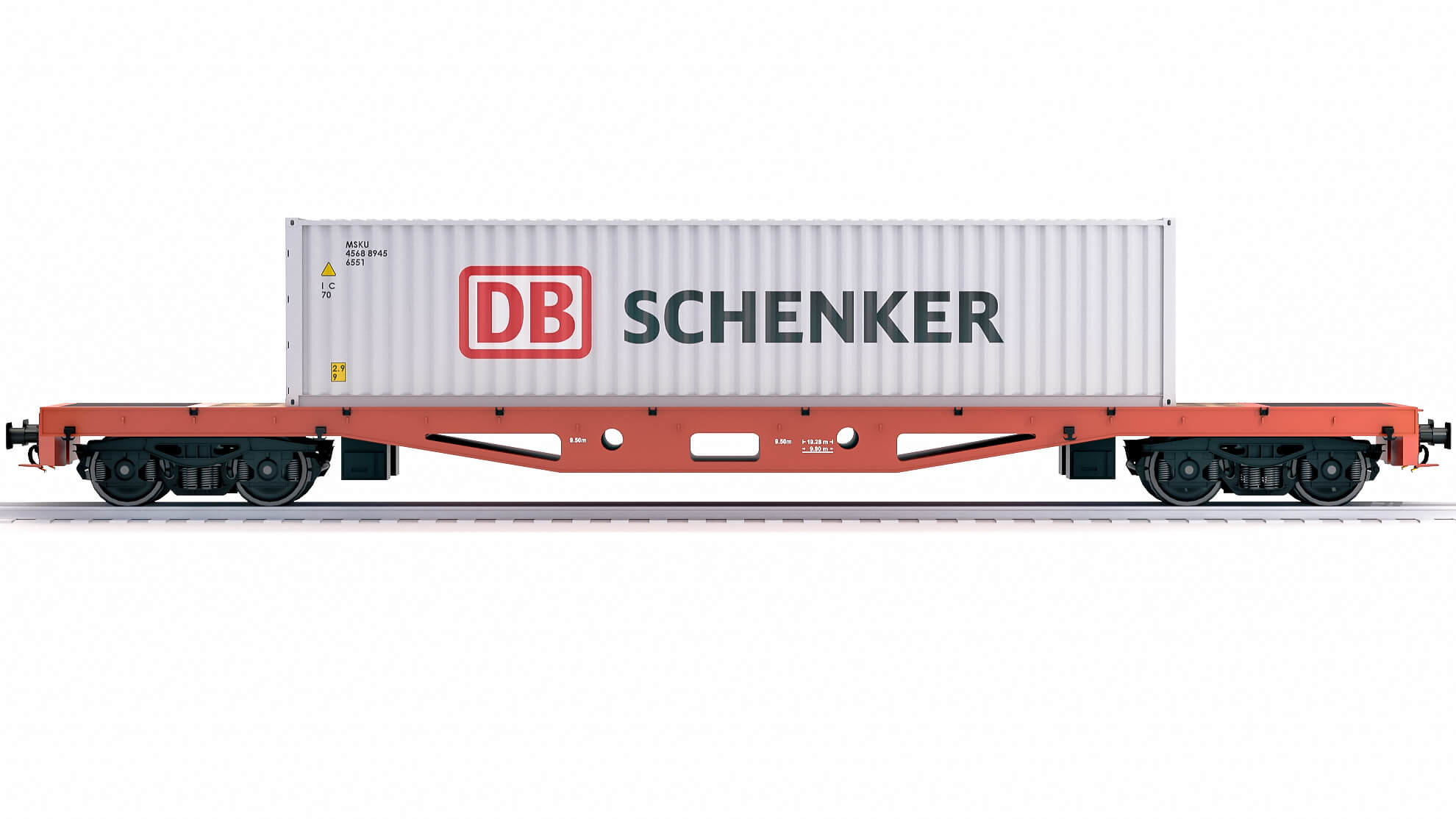 Flat Rail Car DB Schenker Shipping Container - 3D Model by ALPHA3DST