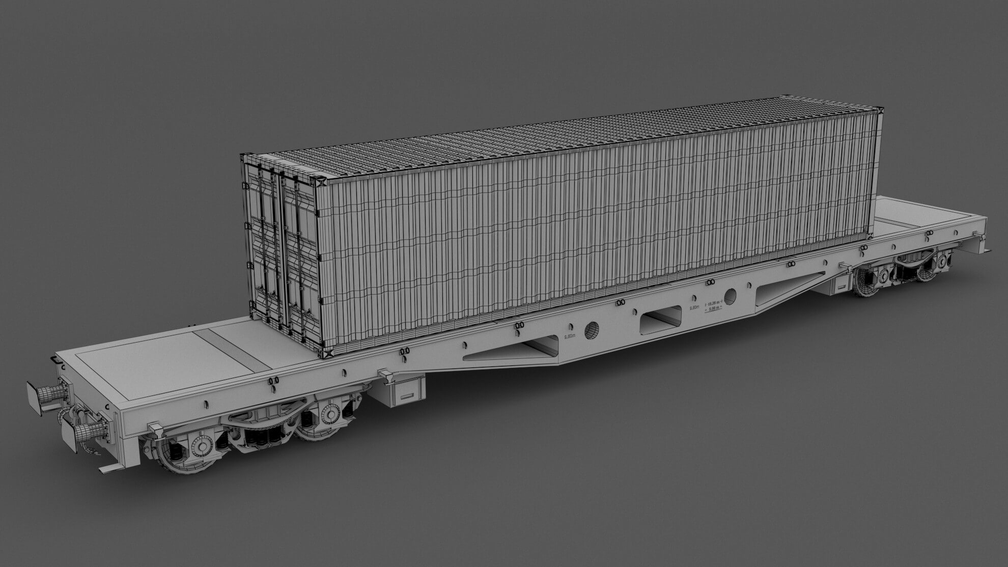 Flat Rail Car Evergreen Shipping Container - 3D Model by ALPHA3DST