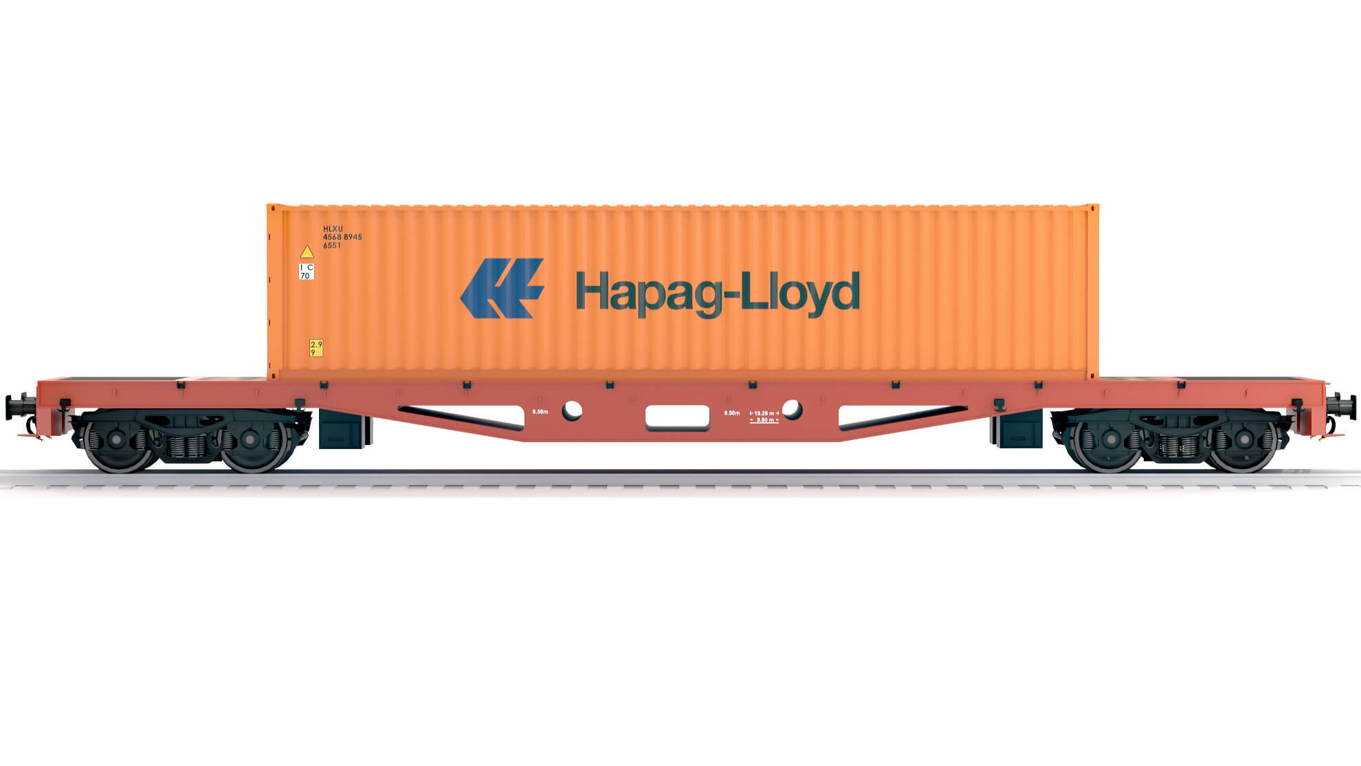 Flat Rail Car Hapag Lloyd Shipping Container - 3D Model by ALPHA3DST