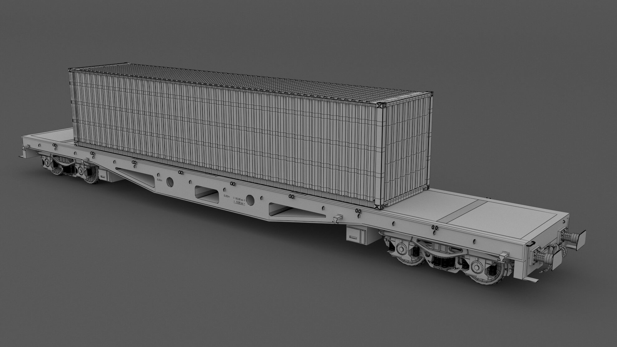 Flat Rail Car Hapag Lloyd Shipping Container - 3D Model by ALPHA3DST