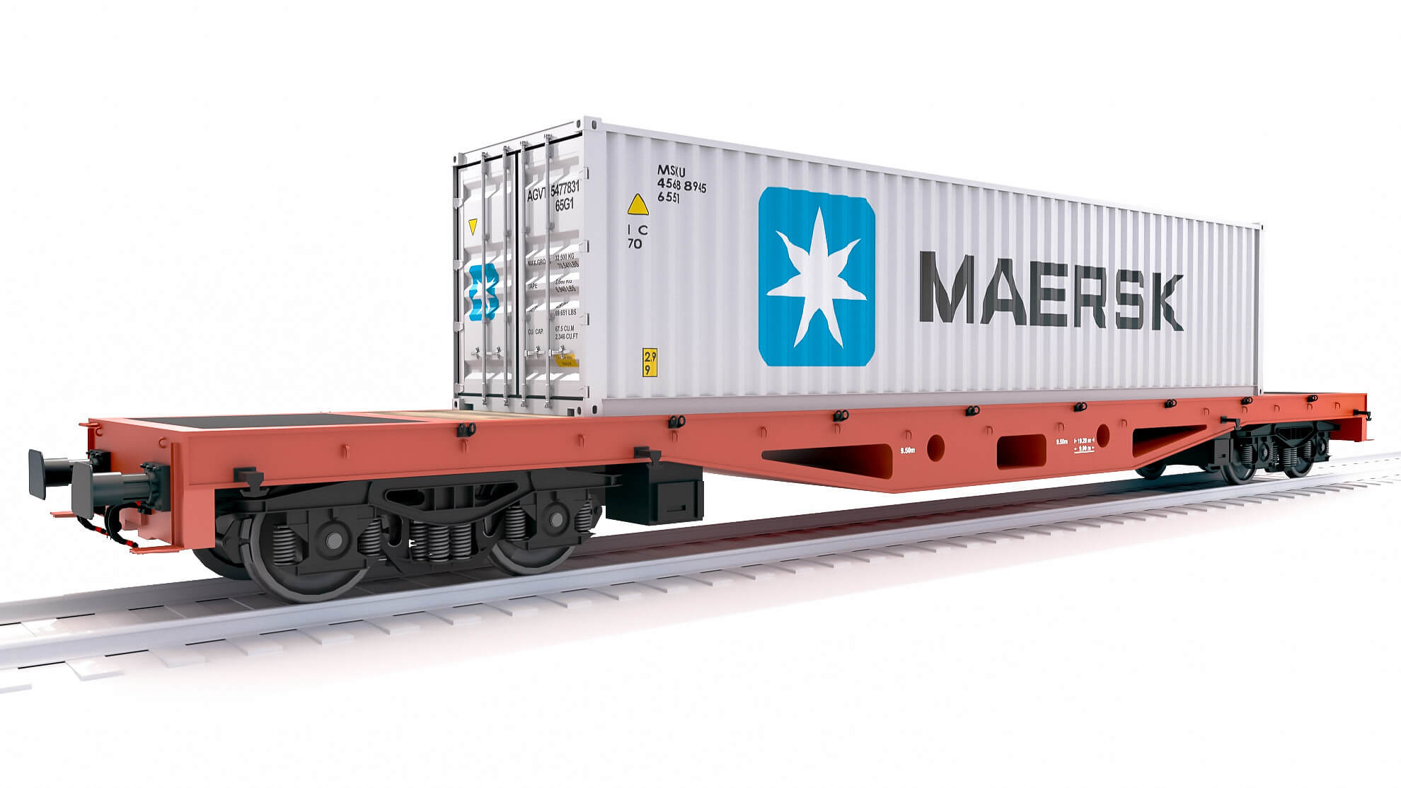 Flat Rail Car Maersk Shipping Container - 3D Model by ALPHA3DST