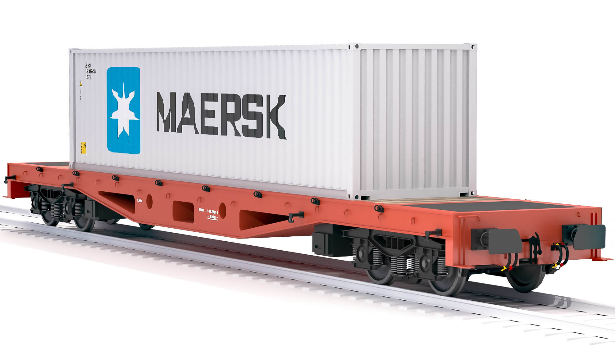Flat Rail Car Maersk Shipping Container - 3D Model by ALPHA3DST
