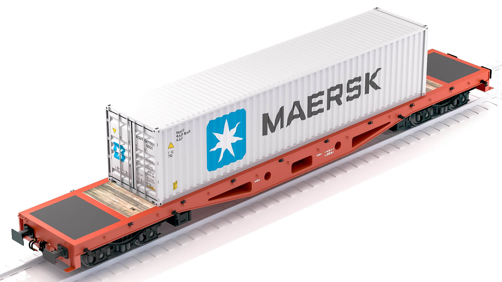 Flat Rail Car Maersk Shipping Container - 3D Model by ALPHA3DST
