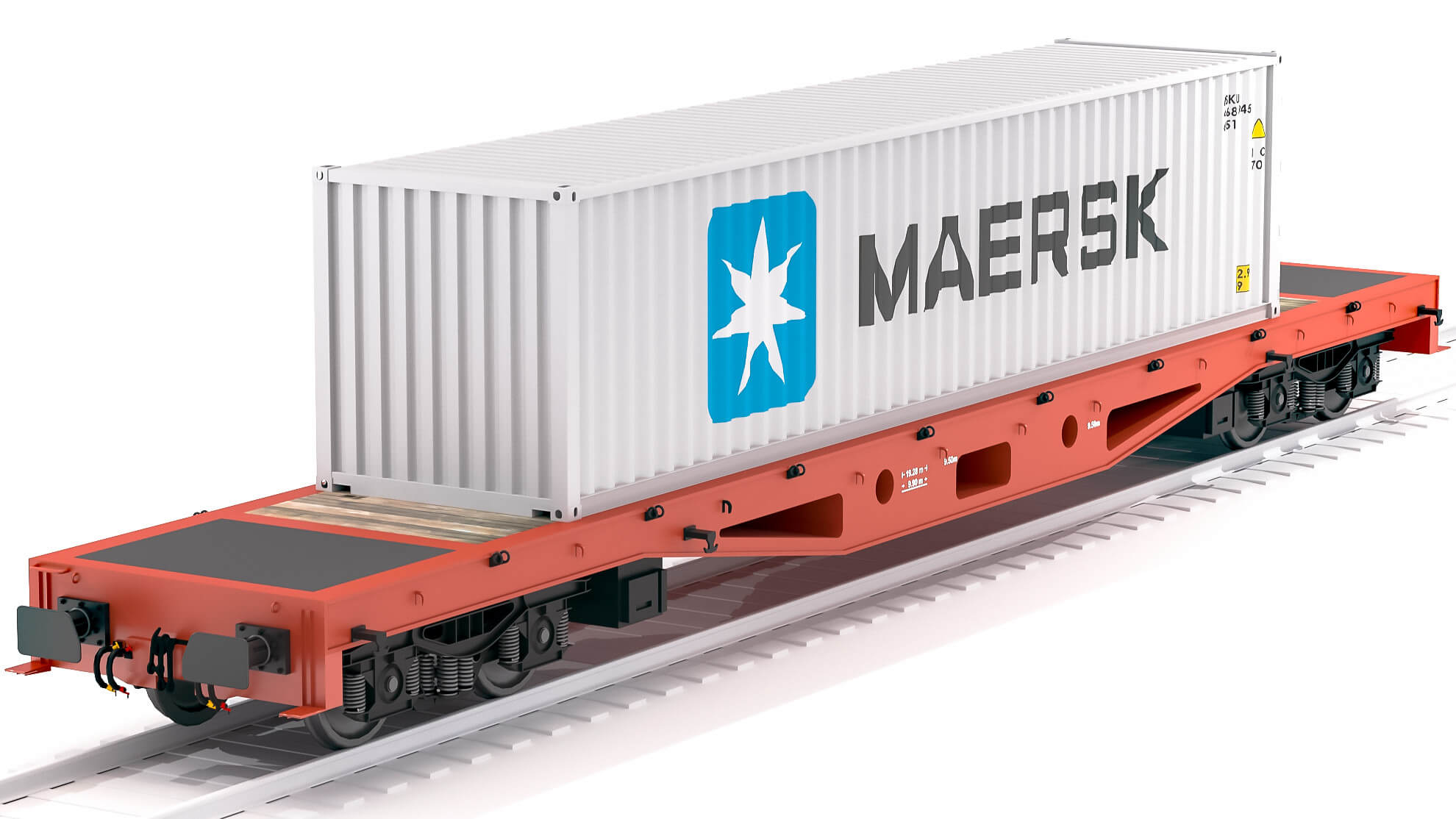 Flat Rail Car Maersk Shipping Container - 3D Model by ALPHA3DST