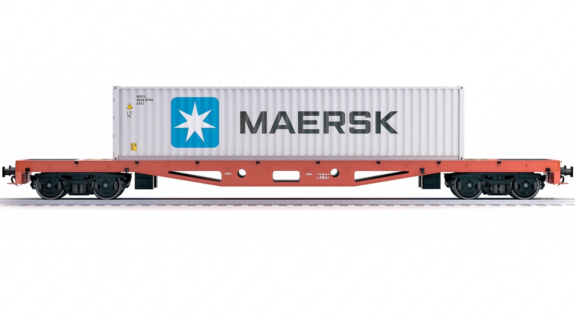 Flat Rail Car Maersk Shipping Container - 3D Model by ALPHA3DST