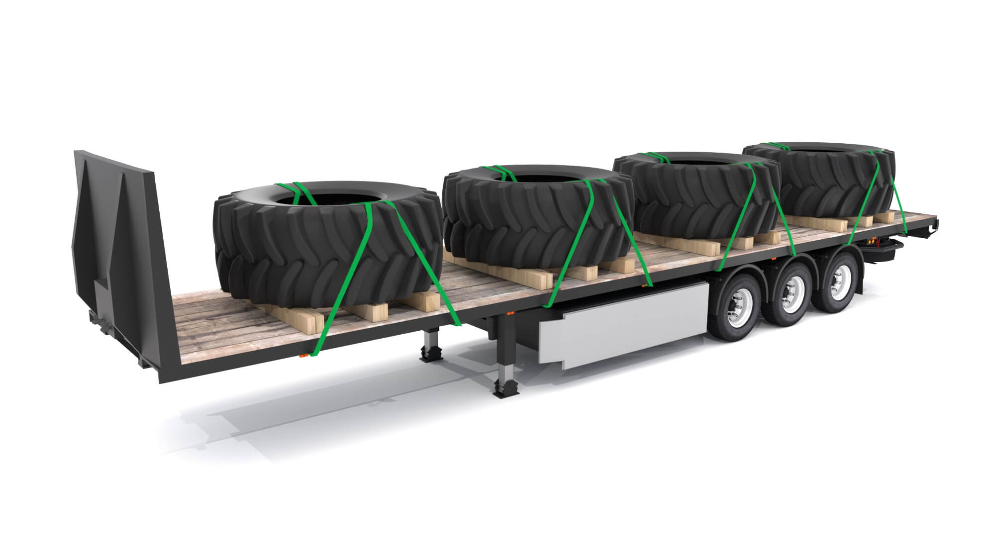 Flatbed Trailer With Tires - 3D Model by ALPHA3DST
